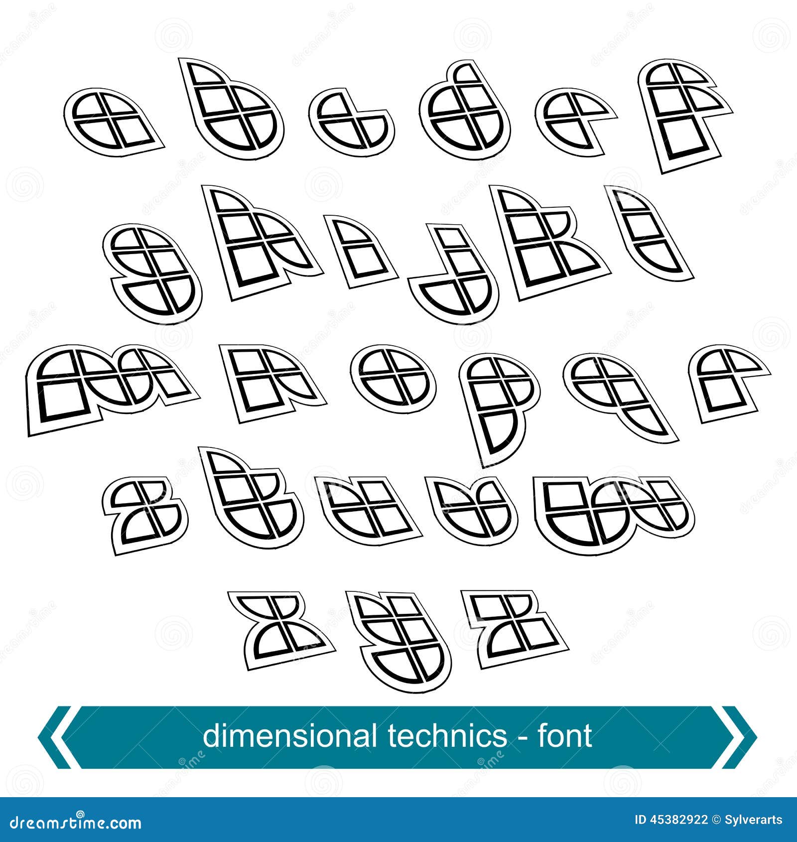 Small Dimensional Shift Letters with Rotation Effect Stock Vector ...