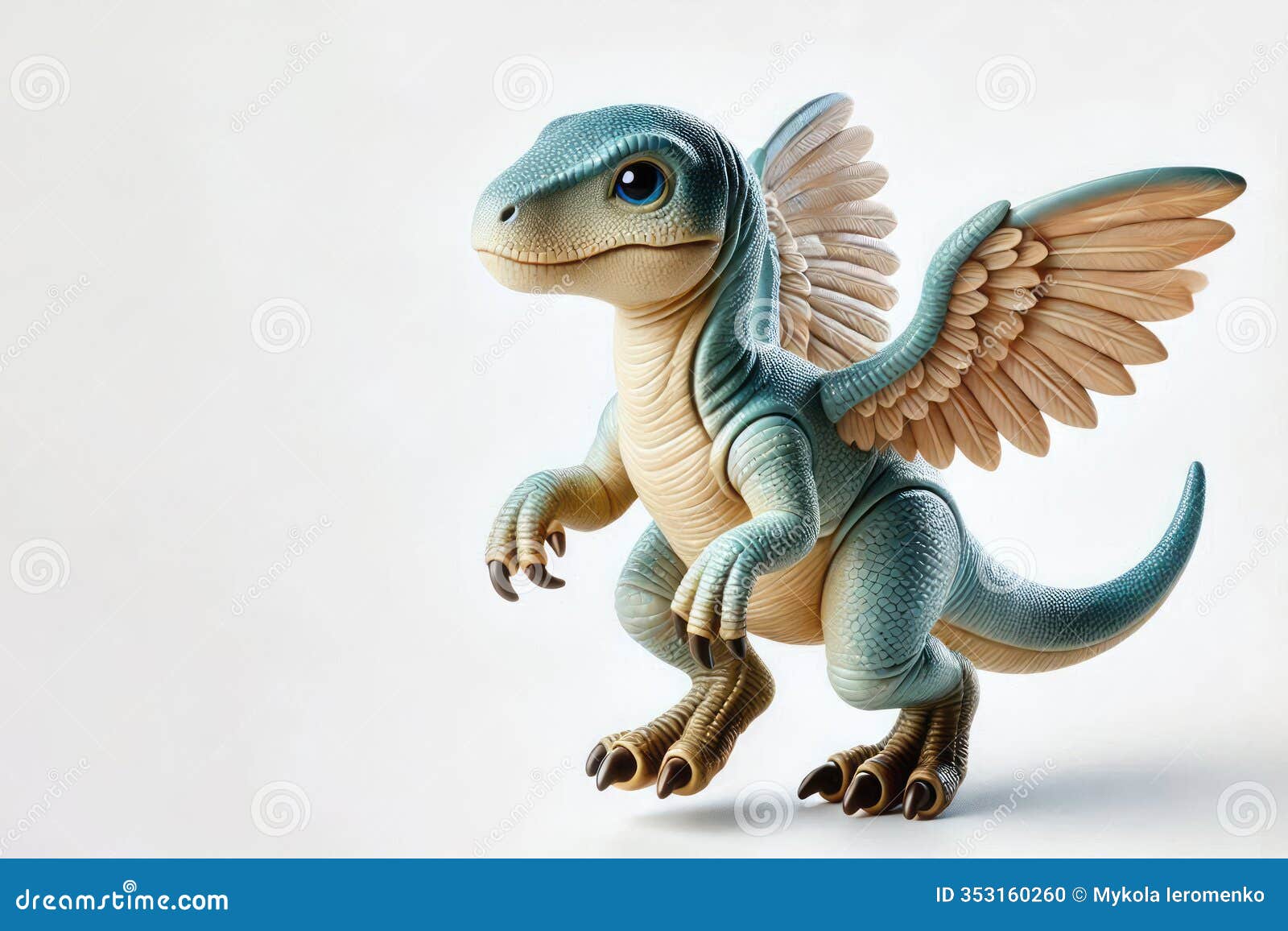A Small Dinosaur with Wings on a Light Background. Space for Text ...