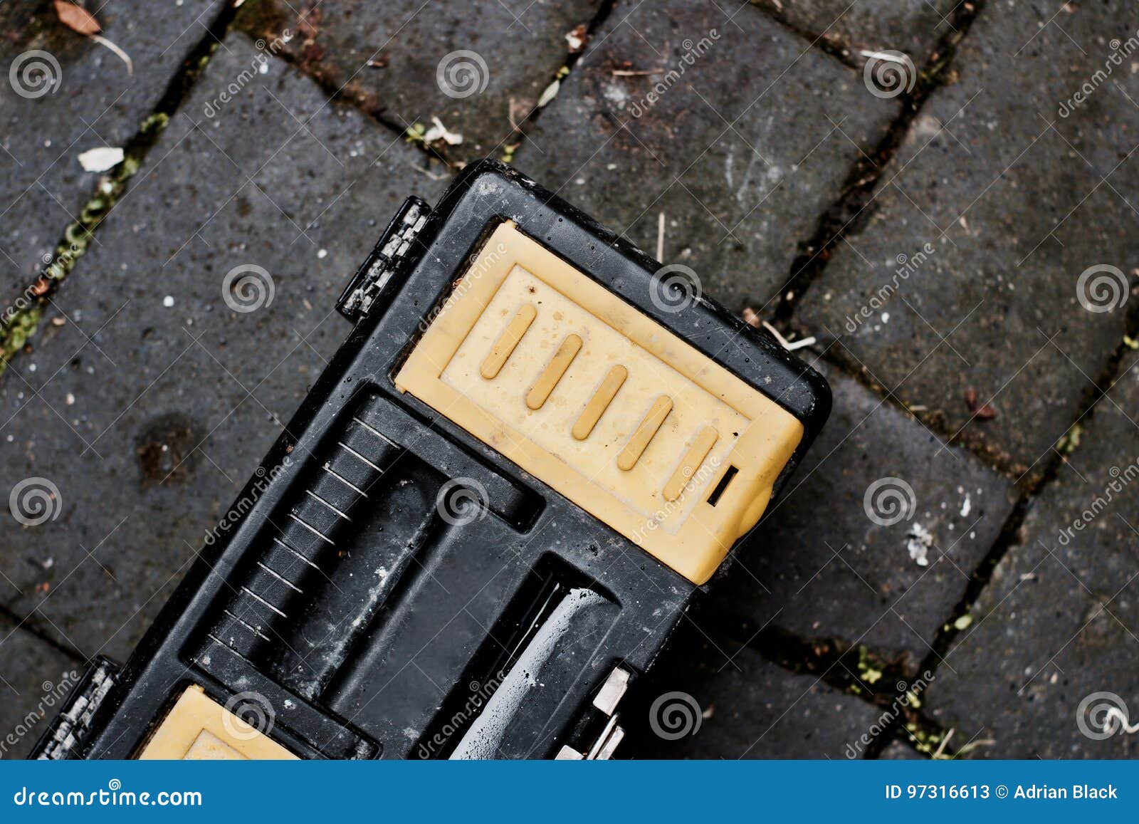 Small dirty toolbox stock image. Image of yellow, black - 97316613