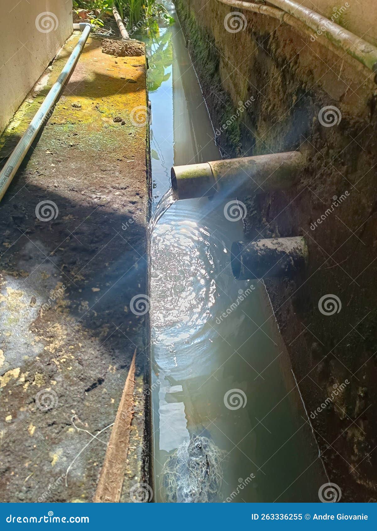 A small ditch drain pipe stock image. Image of drain - 263336255