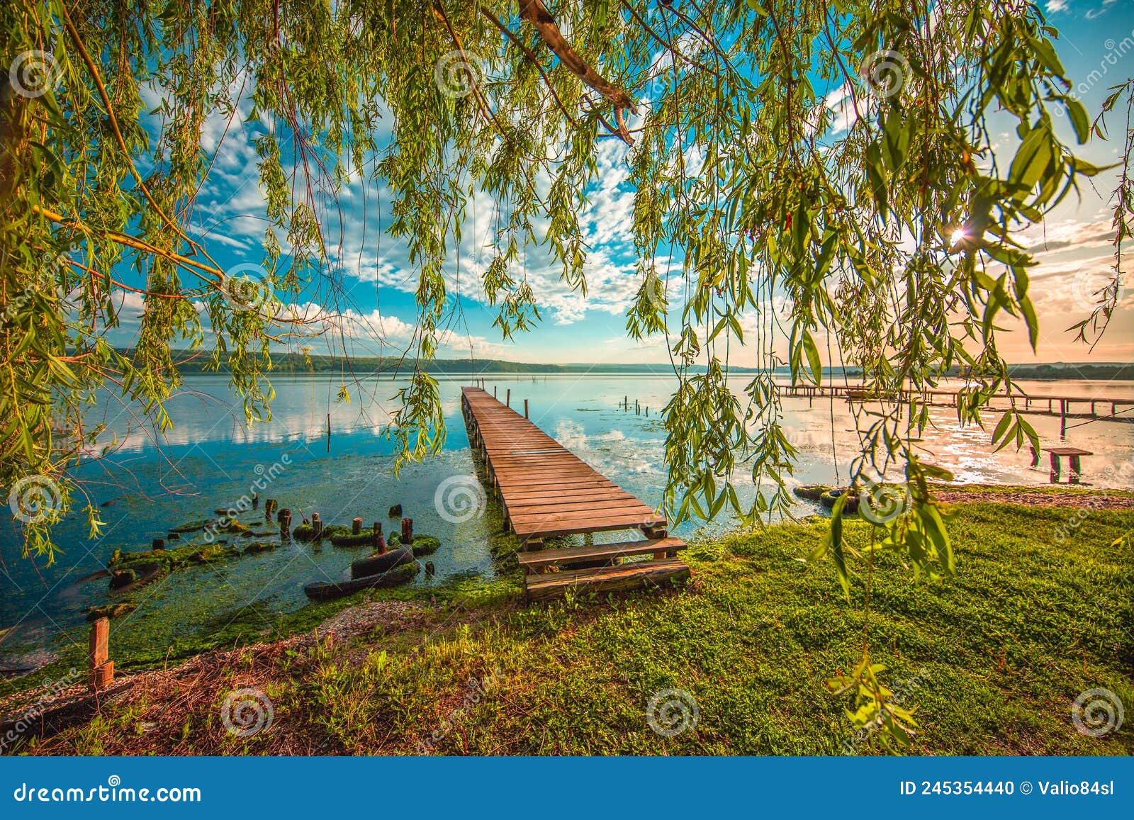 Small Dock and Boat at the Lake Stock Photo - Image of landscape ...