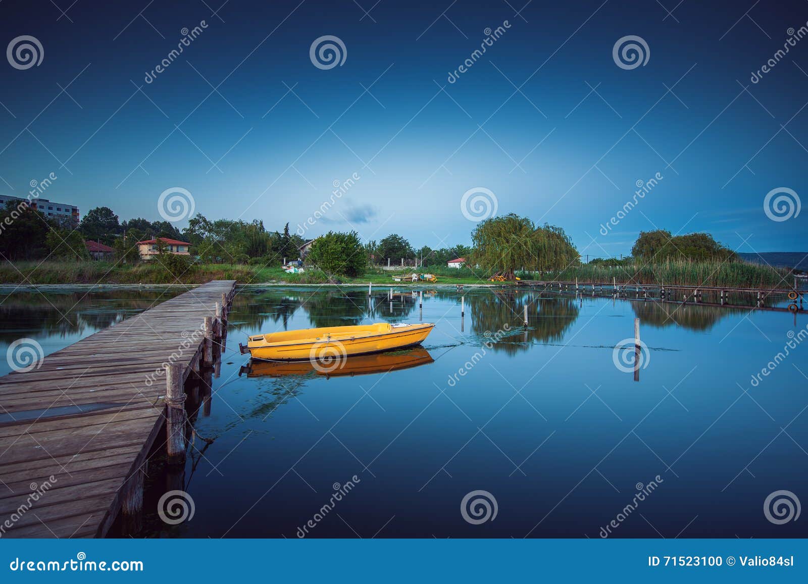 Small Dock and Boat at the Lake Stock Photo - Image of nature, autumn ...