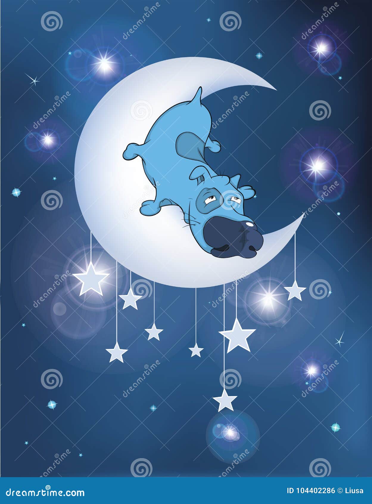 Illustration the Dog on the Moon Stock Vector - Illustration of graphic ...