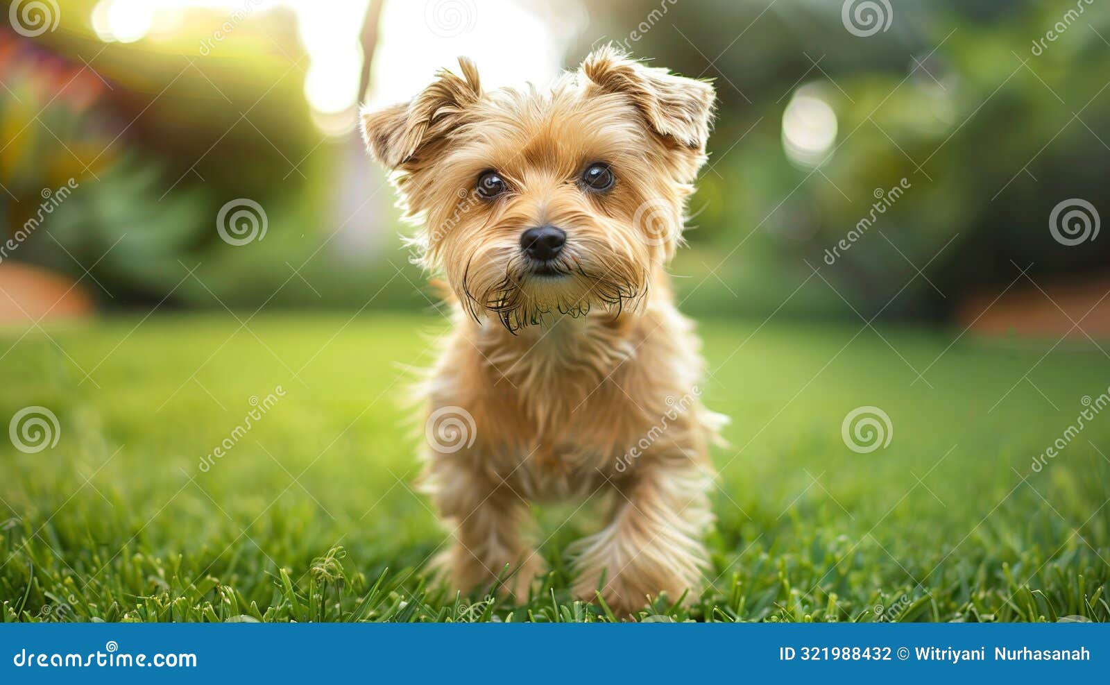 Small Dog Standing on Two Feet in Green Grass. Generative Ai Stock ...
