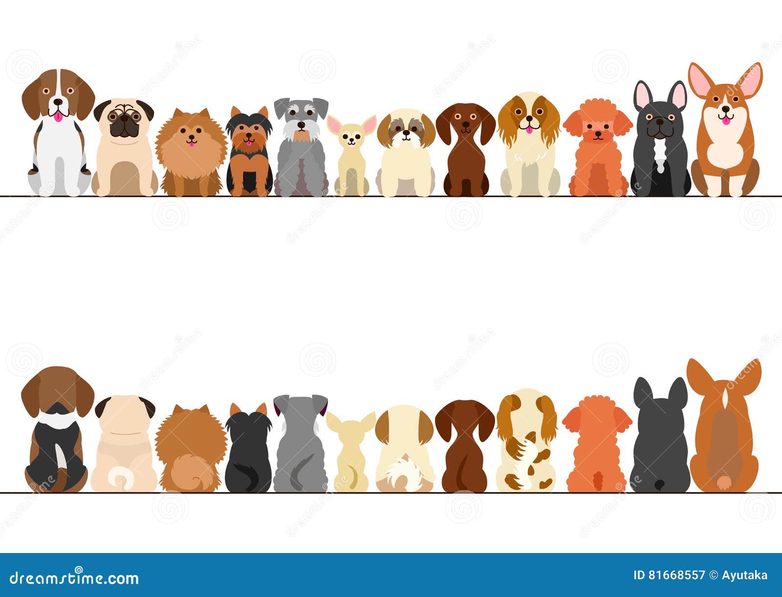 Small dogs border set stock vector. Illustration of background - 81668557