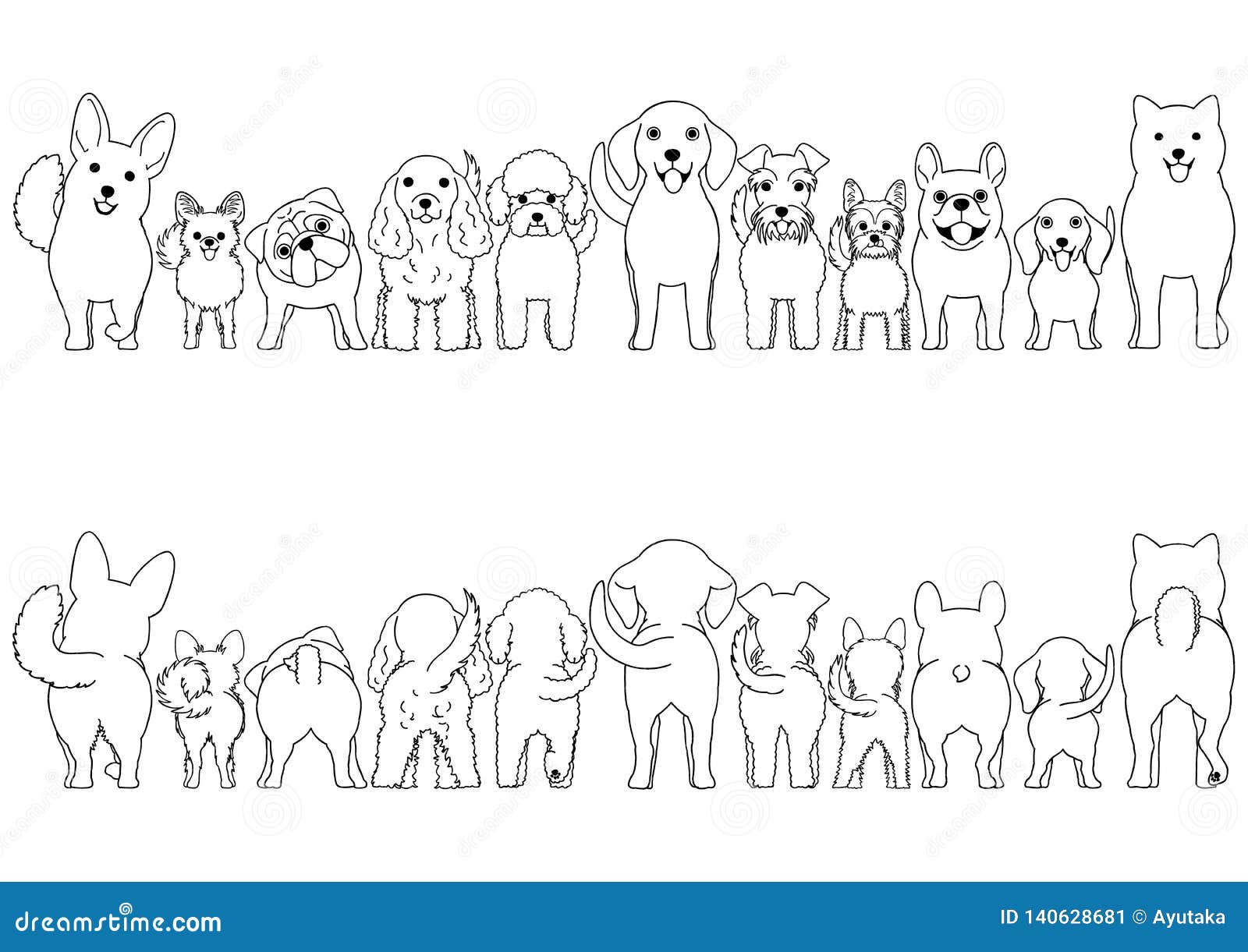Dogs Line Vector Icons And Signs. Hound, Pup, Mutt, Labrador, Terrier ...