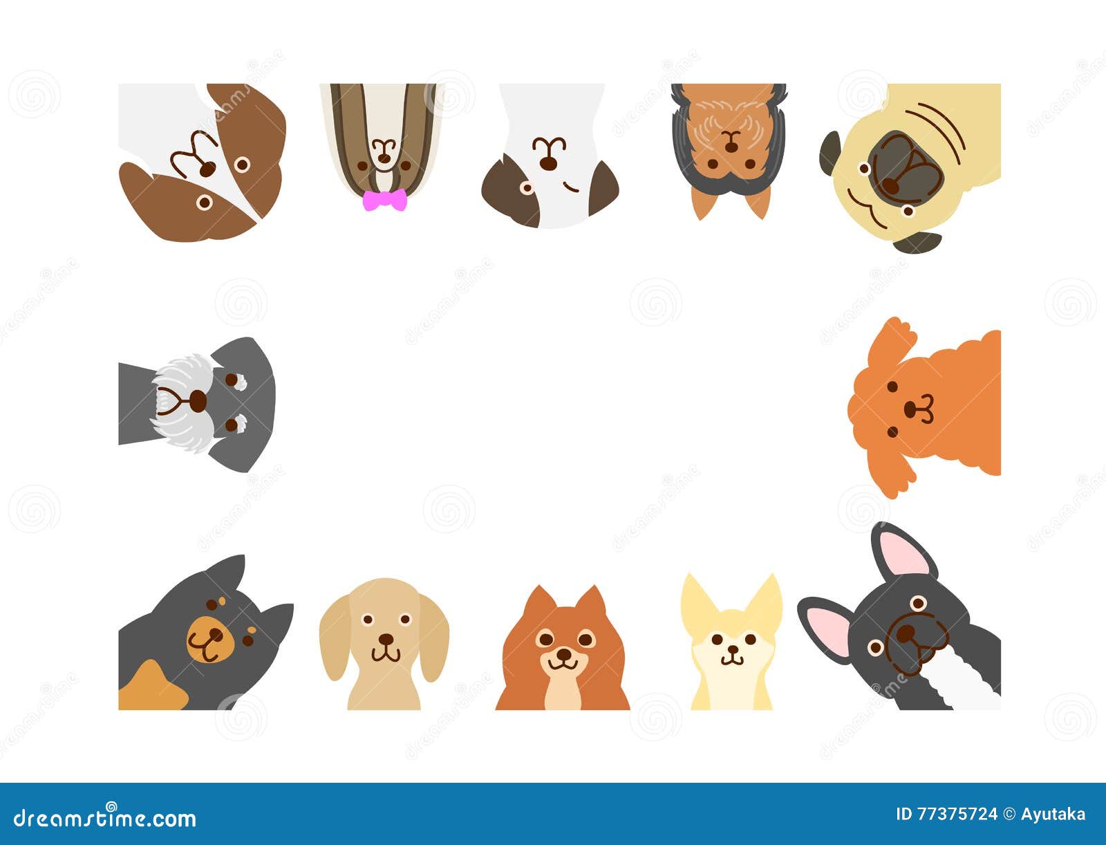 Small dogs rectangle frame stock vector. Illustration of elements ...