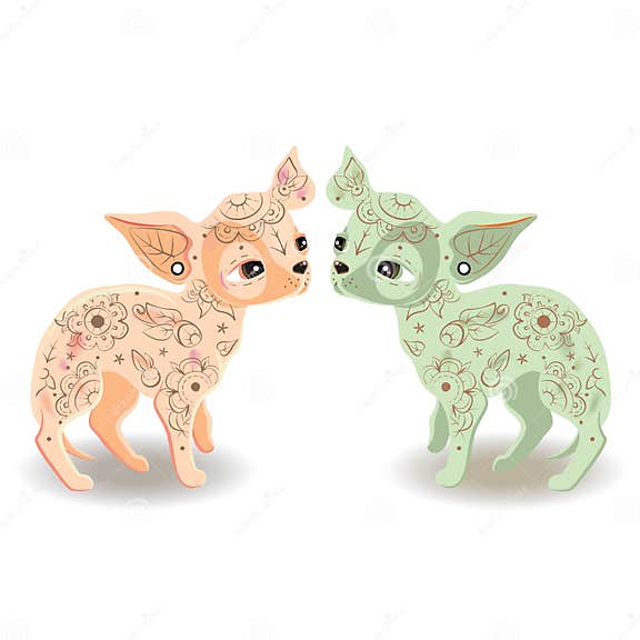 Small dogs stock vector. Illustration of print, ornaments - 44709285