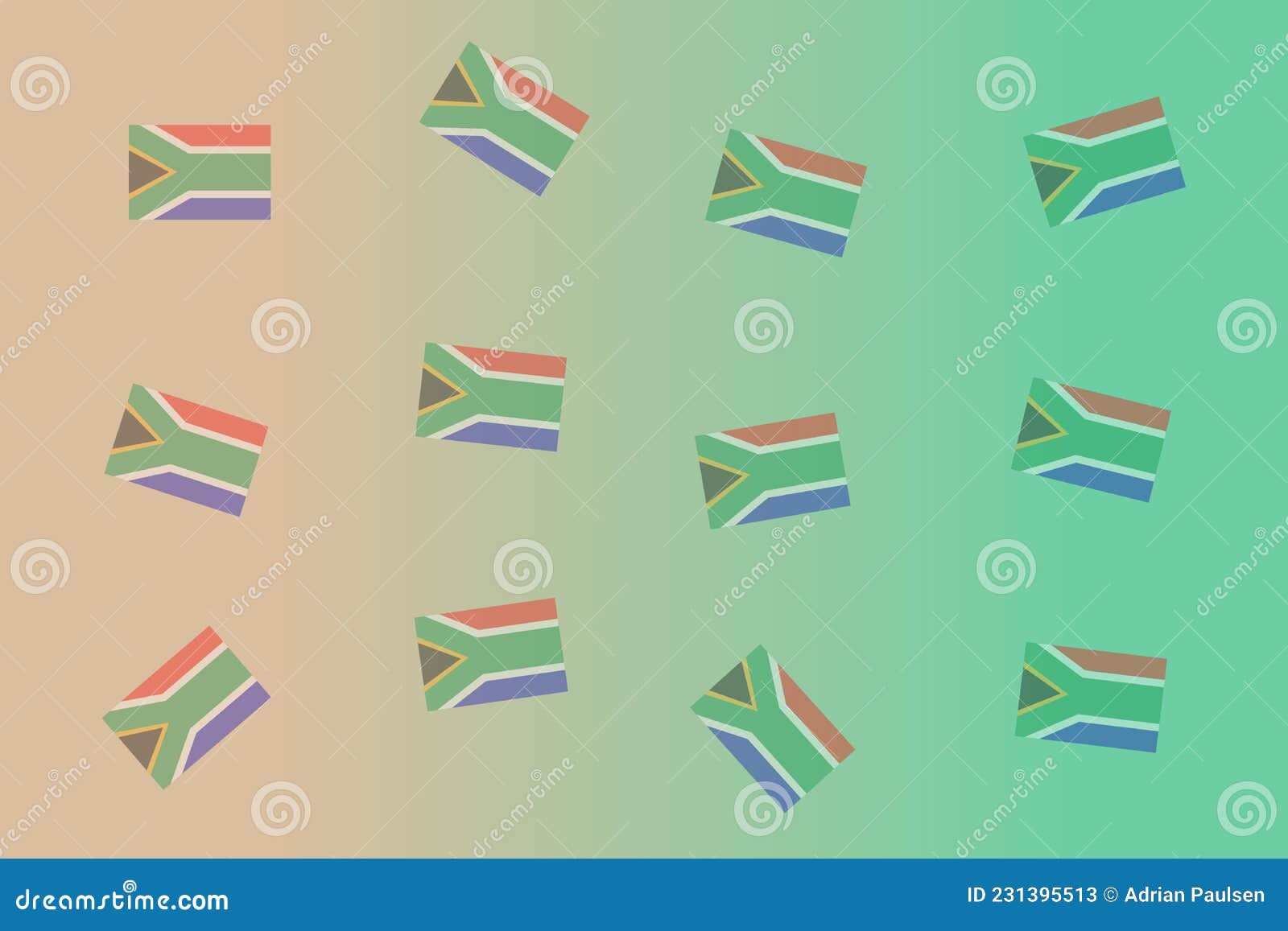 Colourful Gradient Background with Drawn South African Flags Stock ...