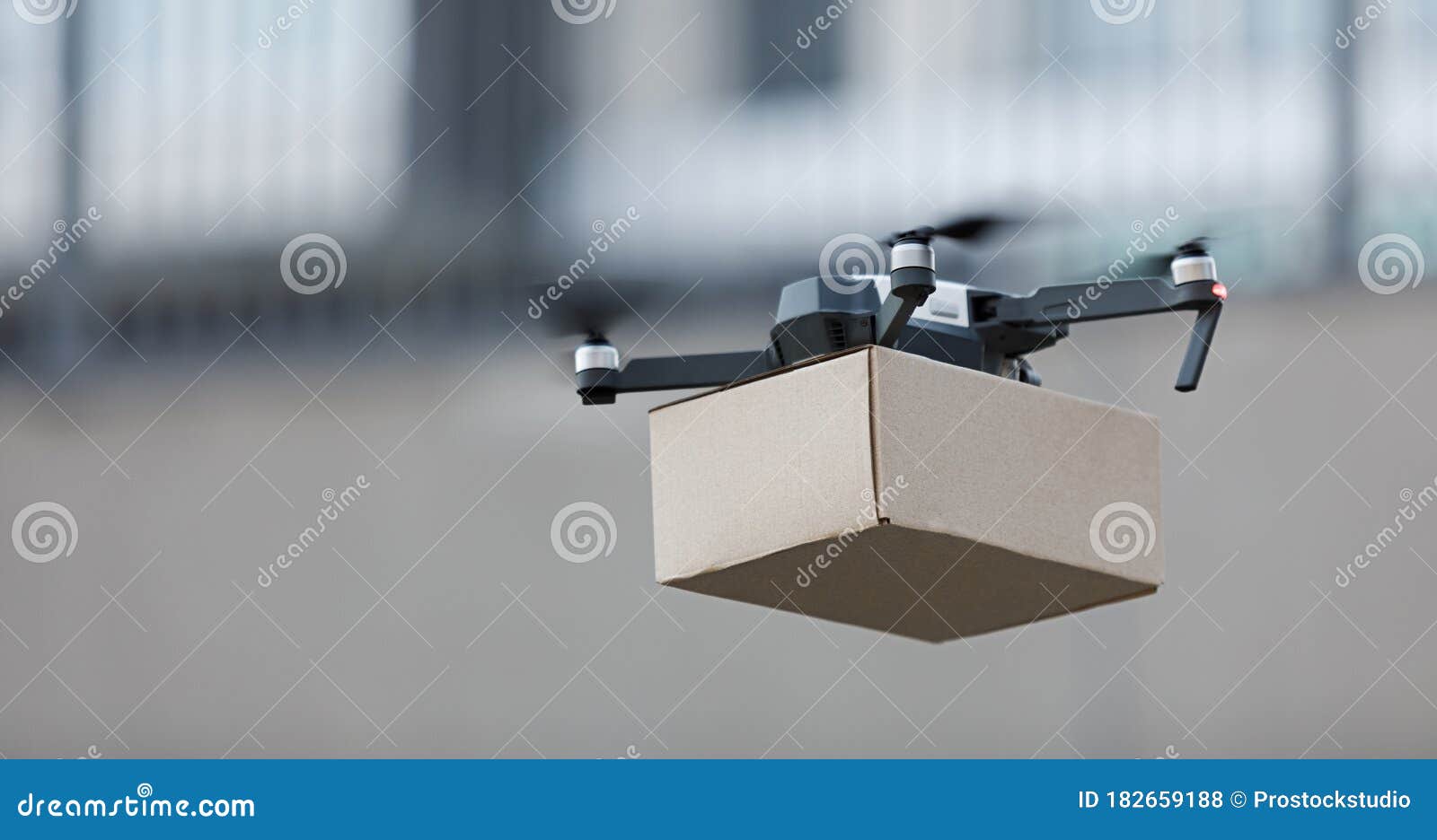 Small Drone Delivering Mail Box through the City Stock Photo - Image of ...