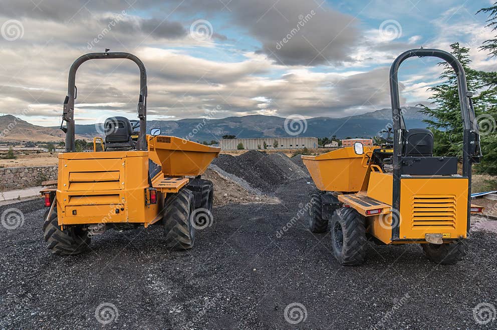 Small Dumper at a Road Construction Site Stock Photo - Image of motor ...