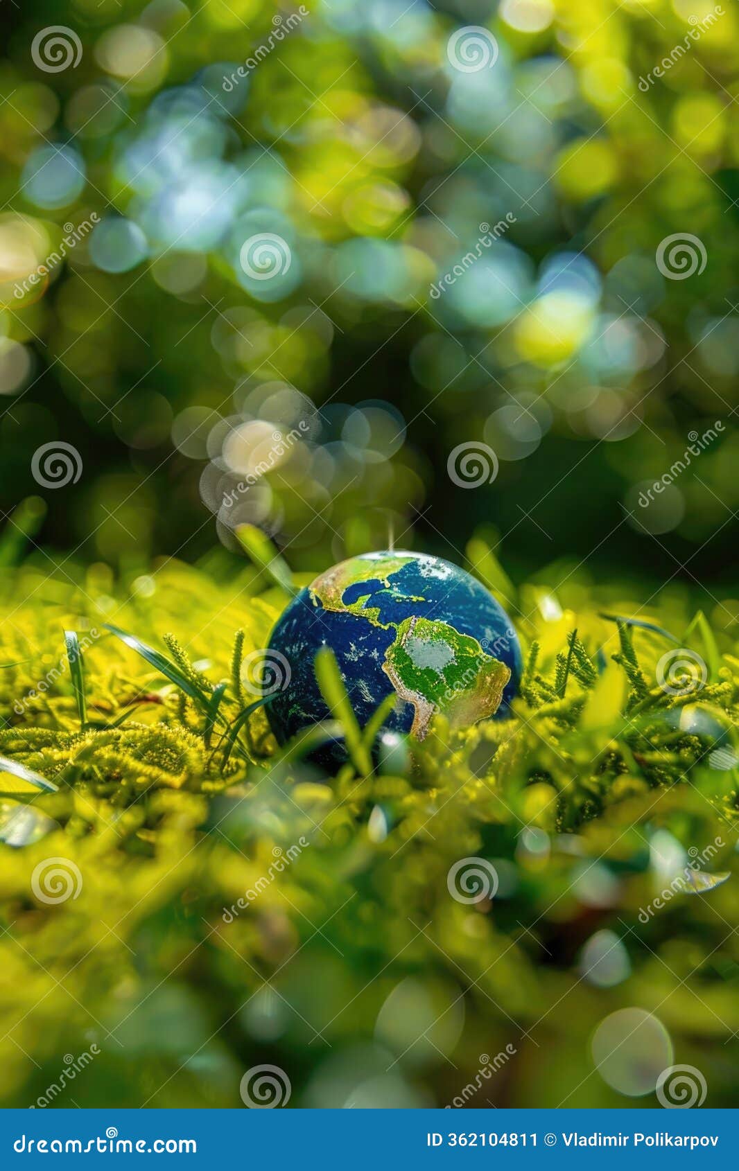 Small Earth Model in Grass, Perfect for Environmental Concepts Stock ...