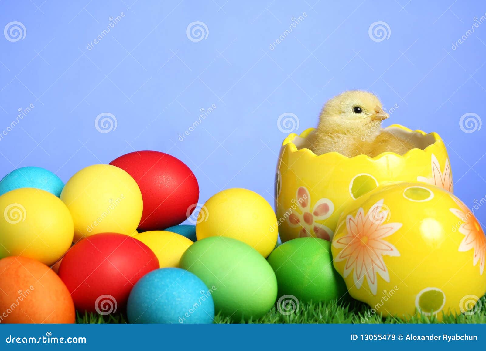 Small Easter Blue Cake With Yellow Sun And White Doves In The White ...