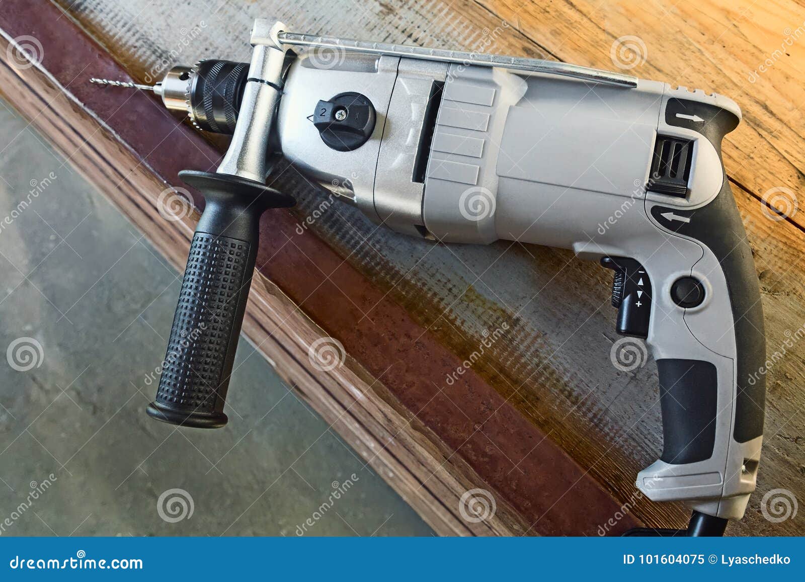 Small Electric Drill with a Drill Bit Stock Image - Image of wood ...