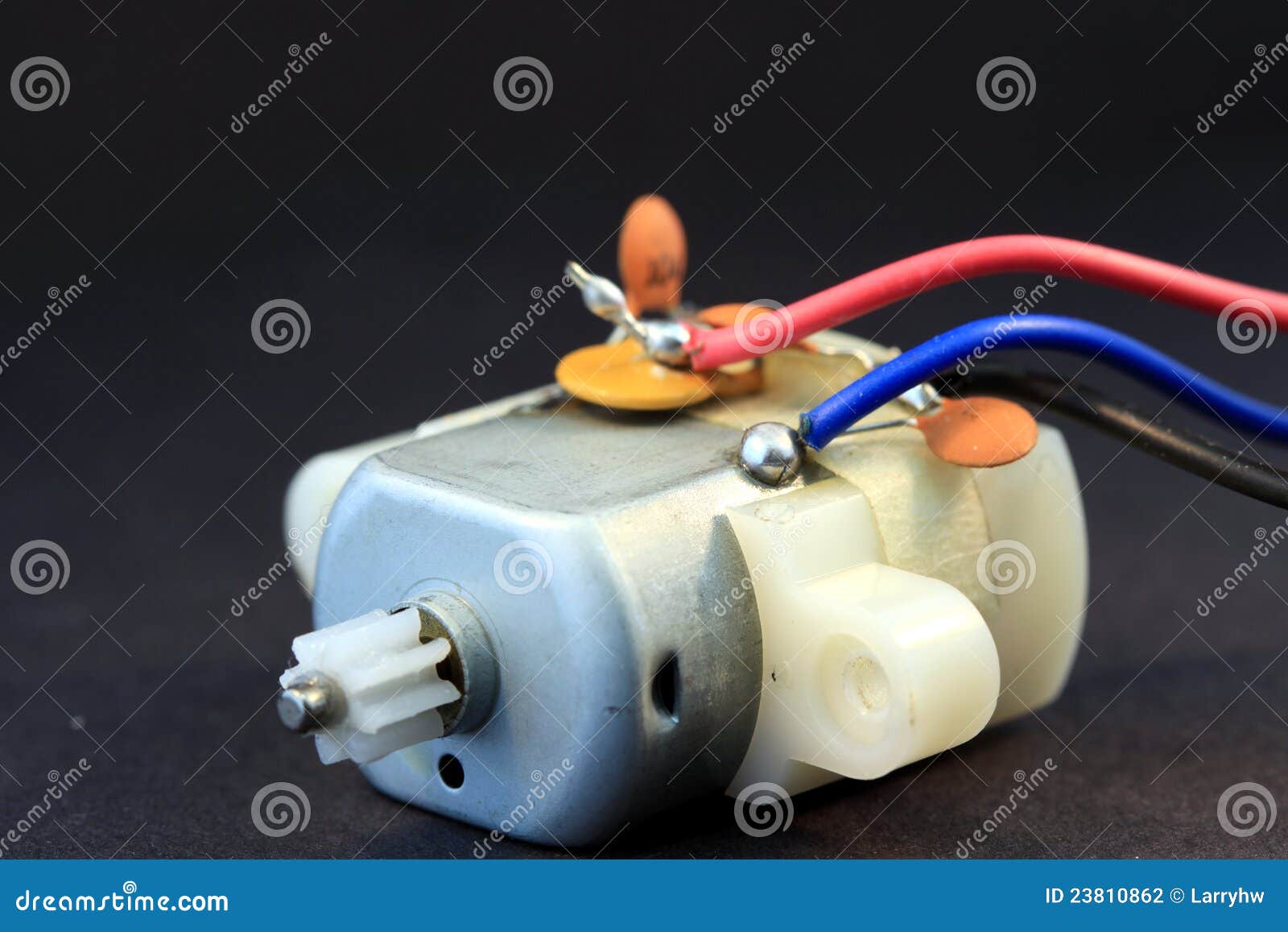 Small Electric Motor with Three Connecting Wires Stock Photo - Image of ...