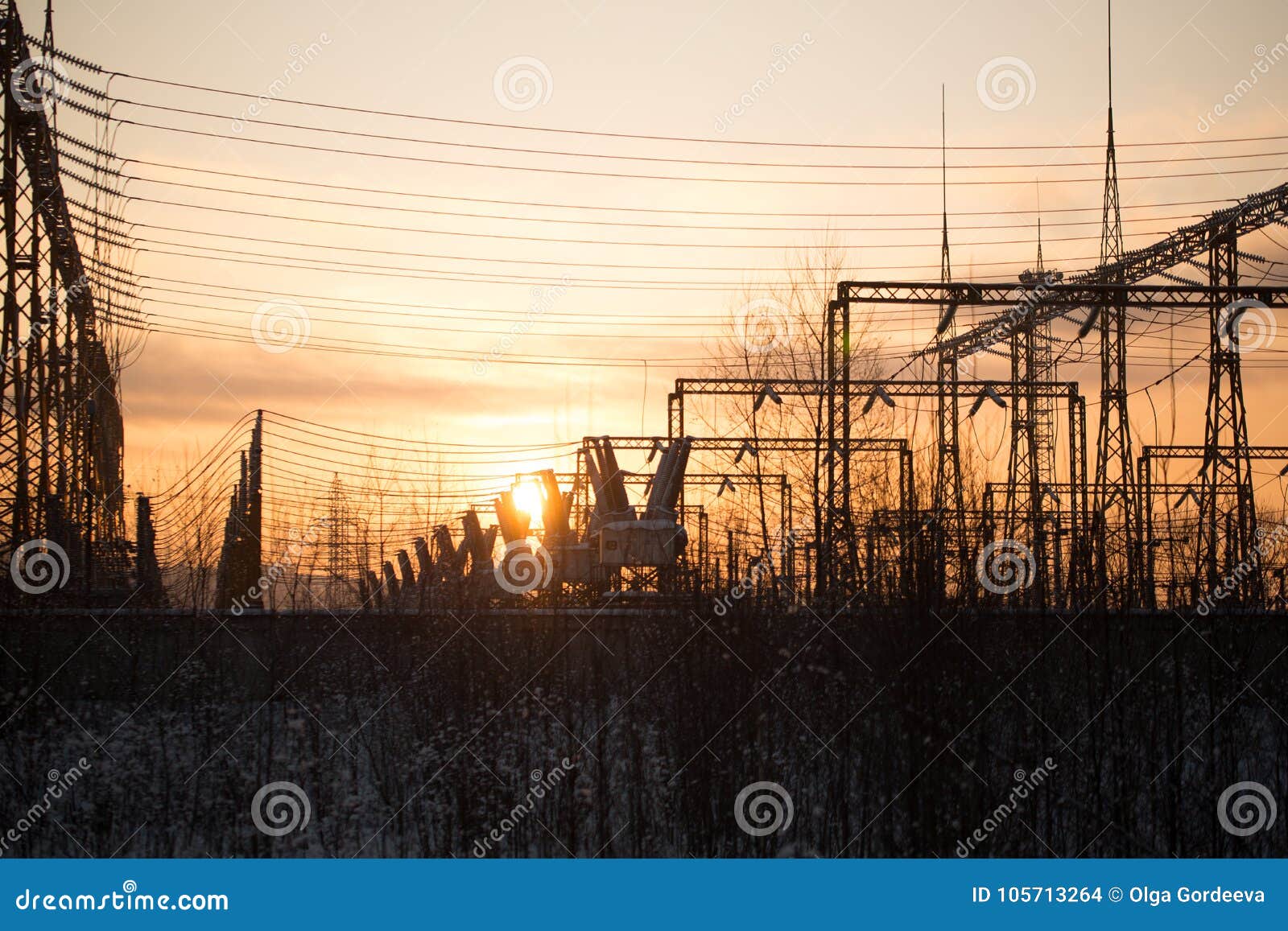 A Small Electrical Substation at Sunset Editorial Stock Image - Image ...