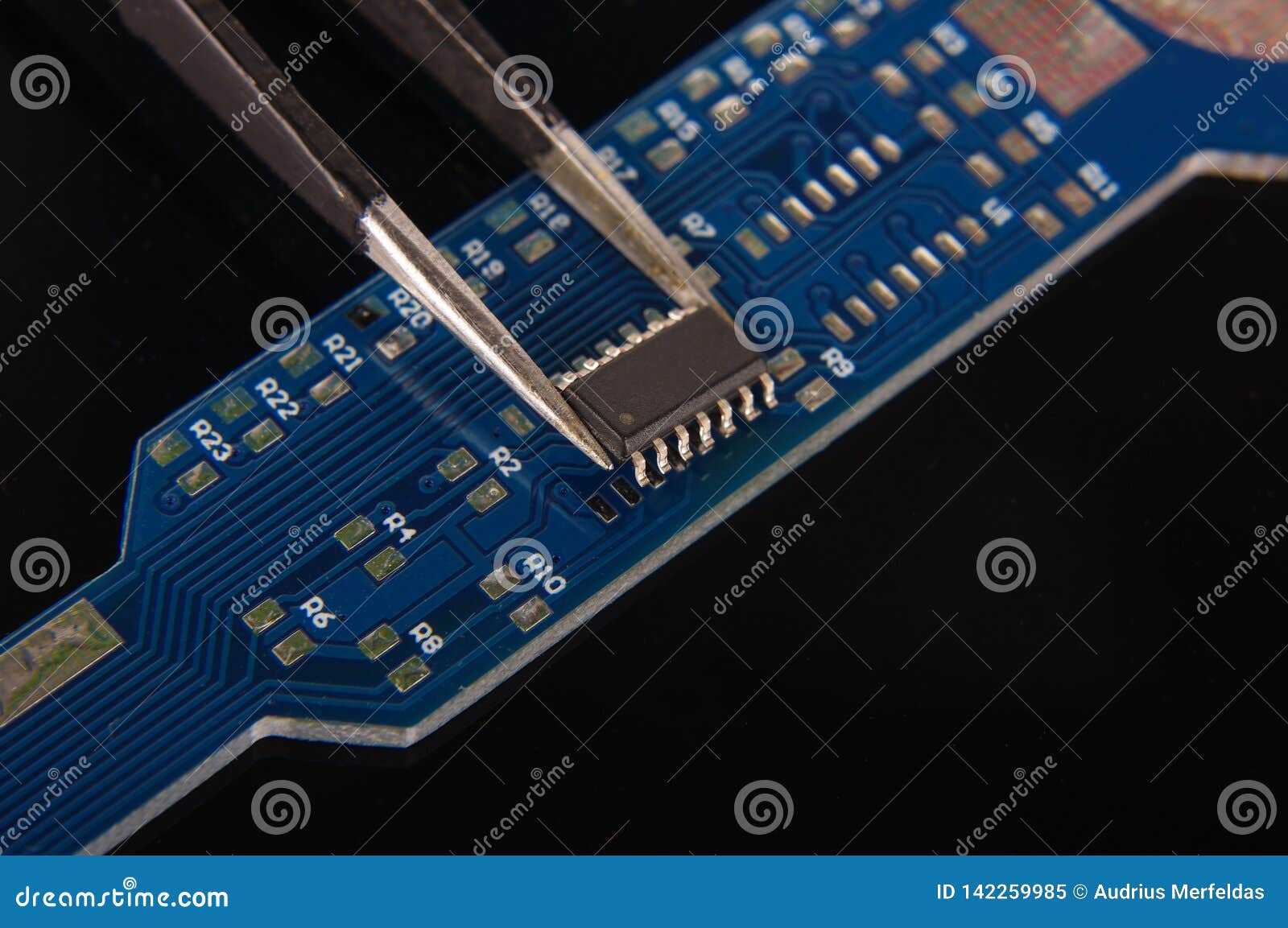 Tiny Integrated Circuit on Empty PCB Board Stock Image - Image of ...