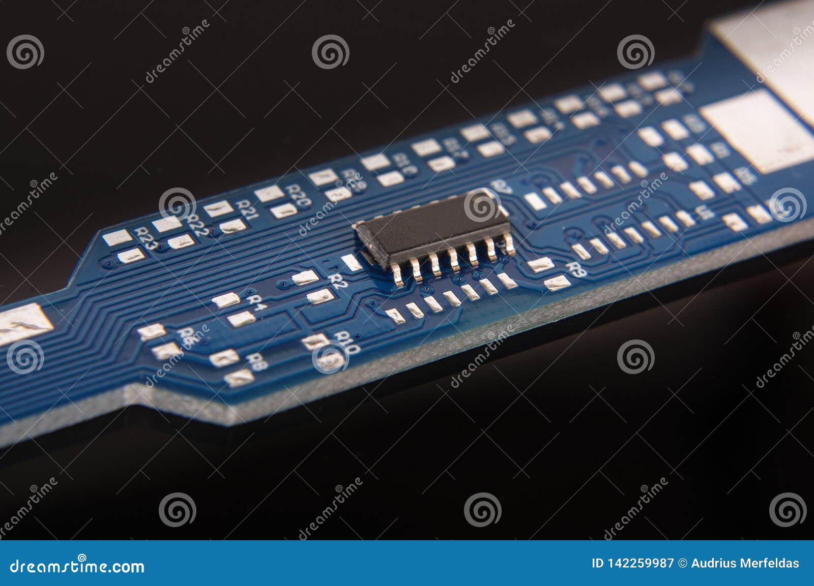 Tiny Integrated Circuit on Empty PCB Board Stock Image - Image of ...