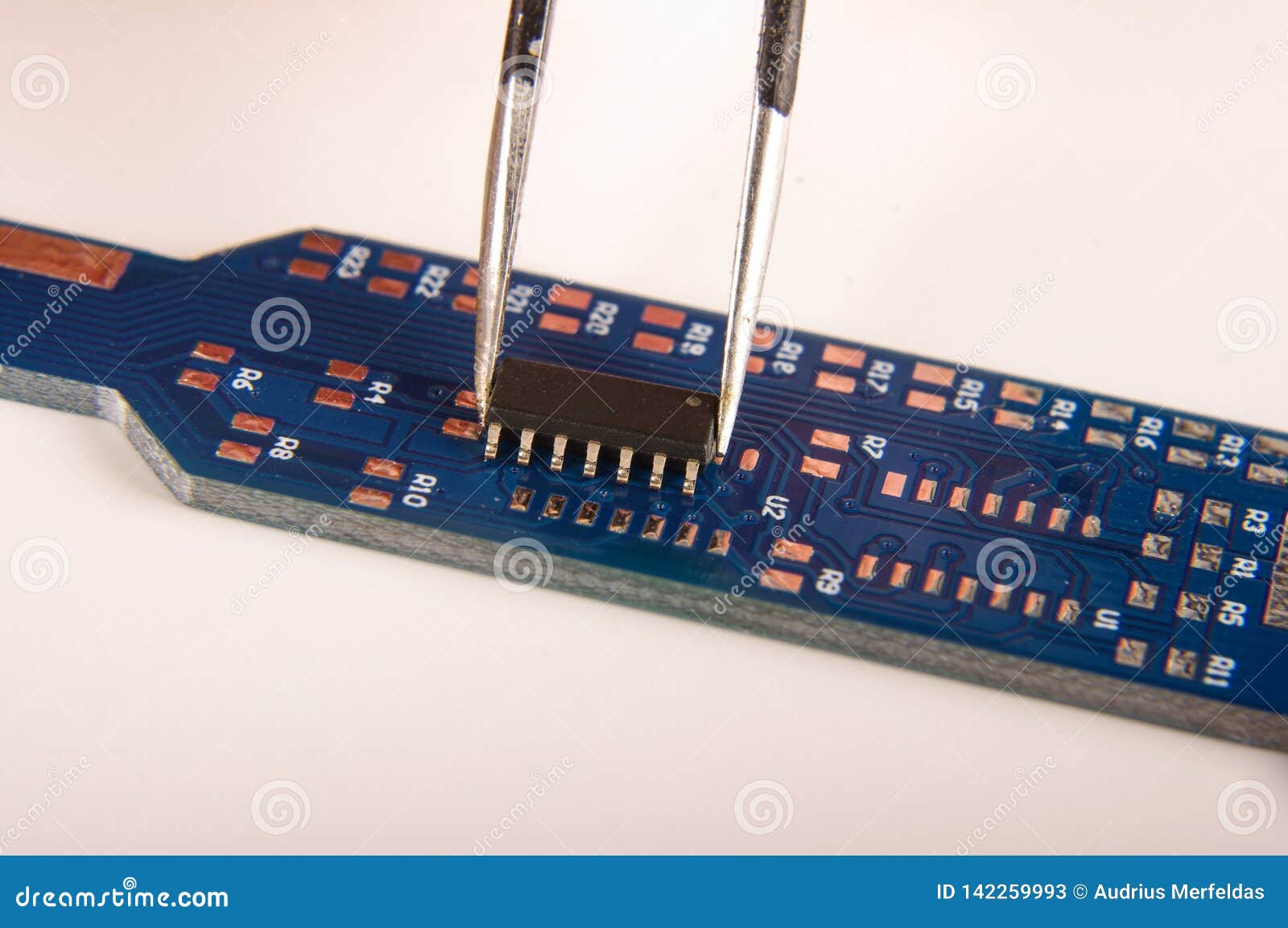 Tiny Integrated Circuit on Empty PCB Board Stock Image - Image of chip ...