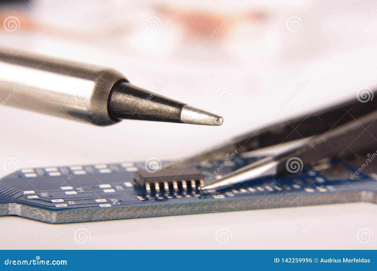 Tiny Integrated Circuit on Empty PCB Board Stock Photo - Image of ...