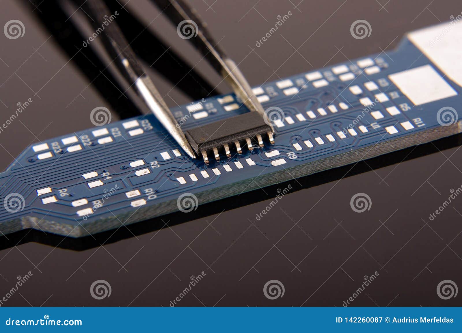Tiny Integrated Circuit on Empty PCB Board Stock Image - Image of ...