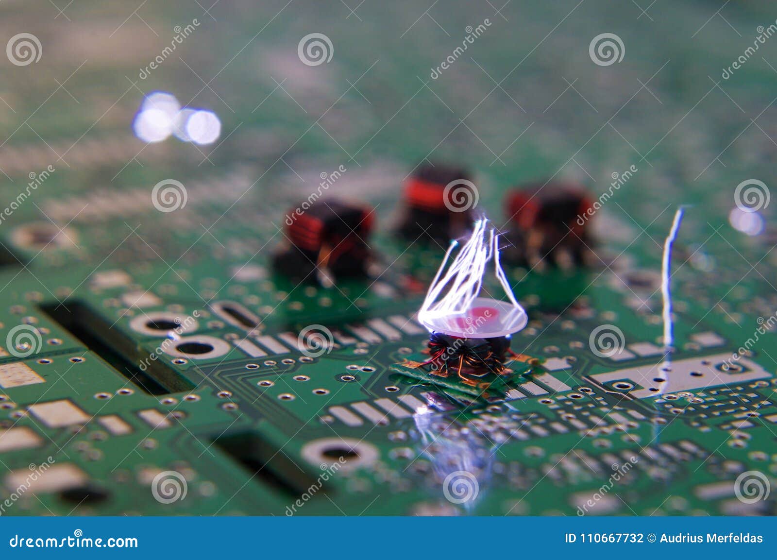 ESD Sparks Over RF Electronics Components Stock Photo - Image of ...
