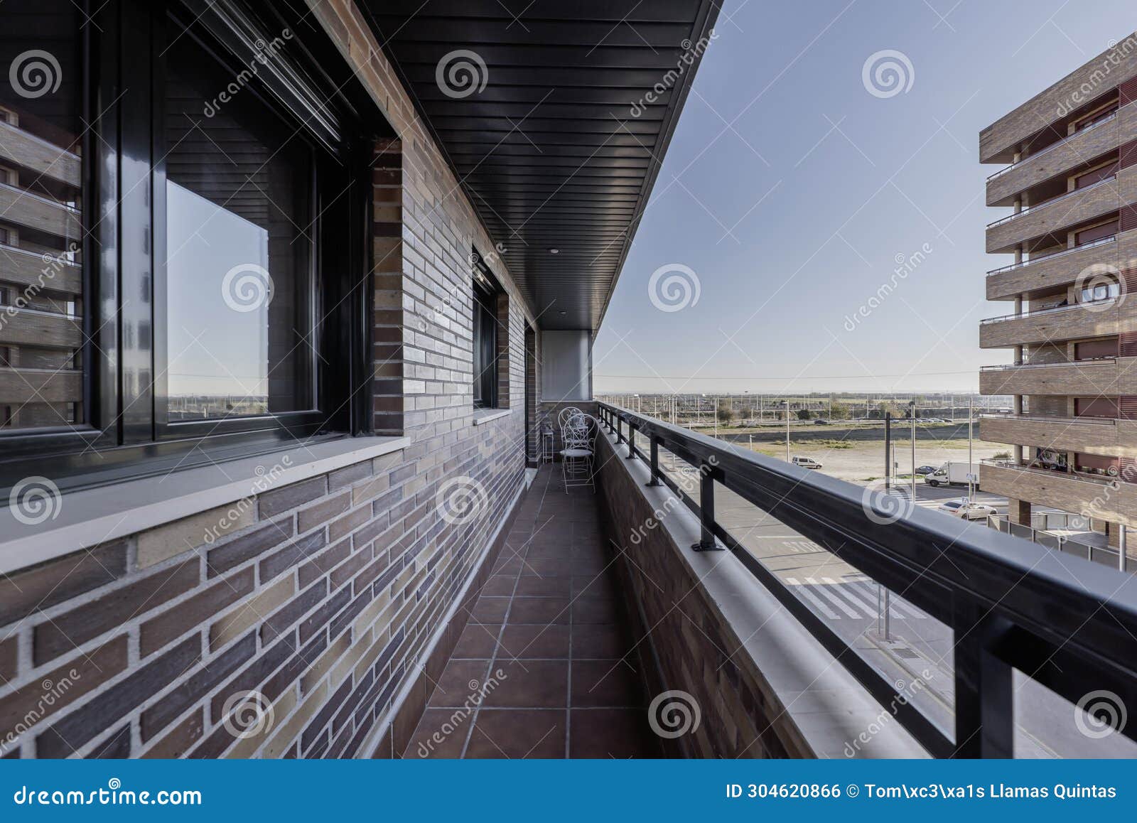 Small Elongated Terrace with Decorative Exterior Bricks Stock Photo ...