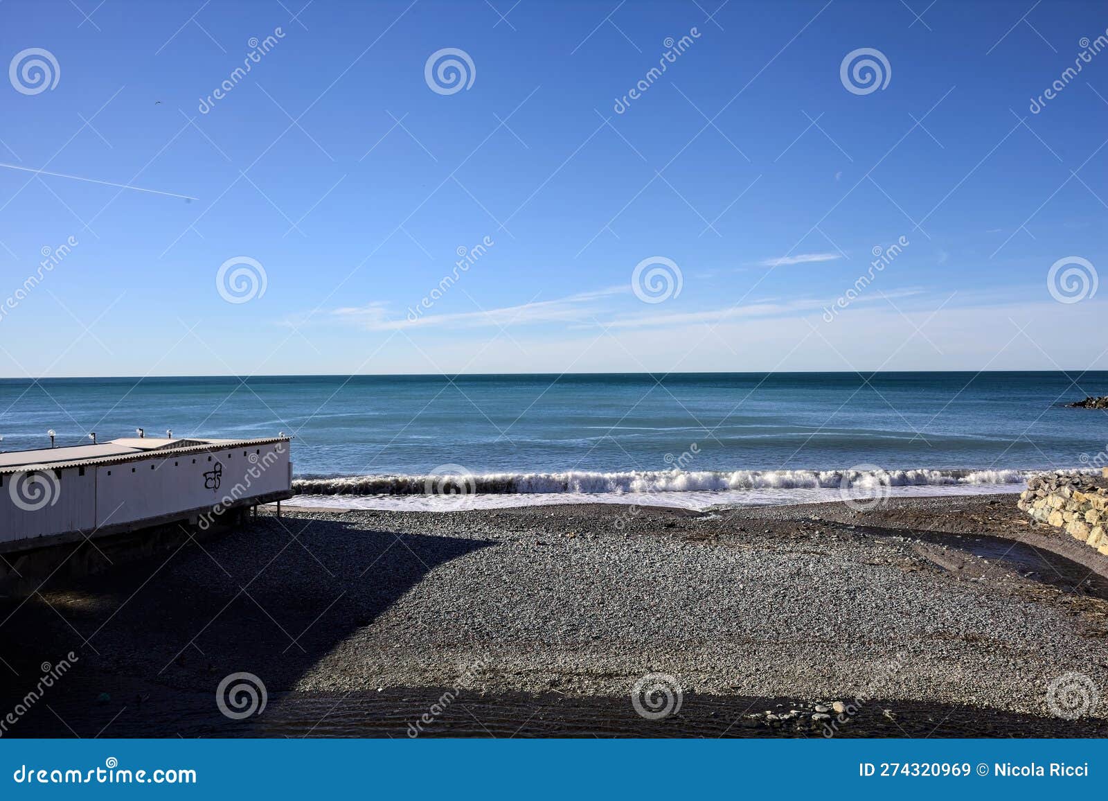 Small Empty Beach between Walls on a Sunny Day Stock Image - Image of ...