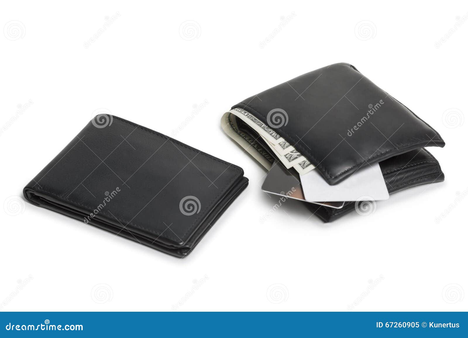 Small Empty and Big Full Wallet with Money Stock Image - Image of cash ...