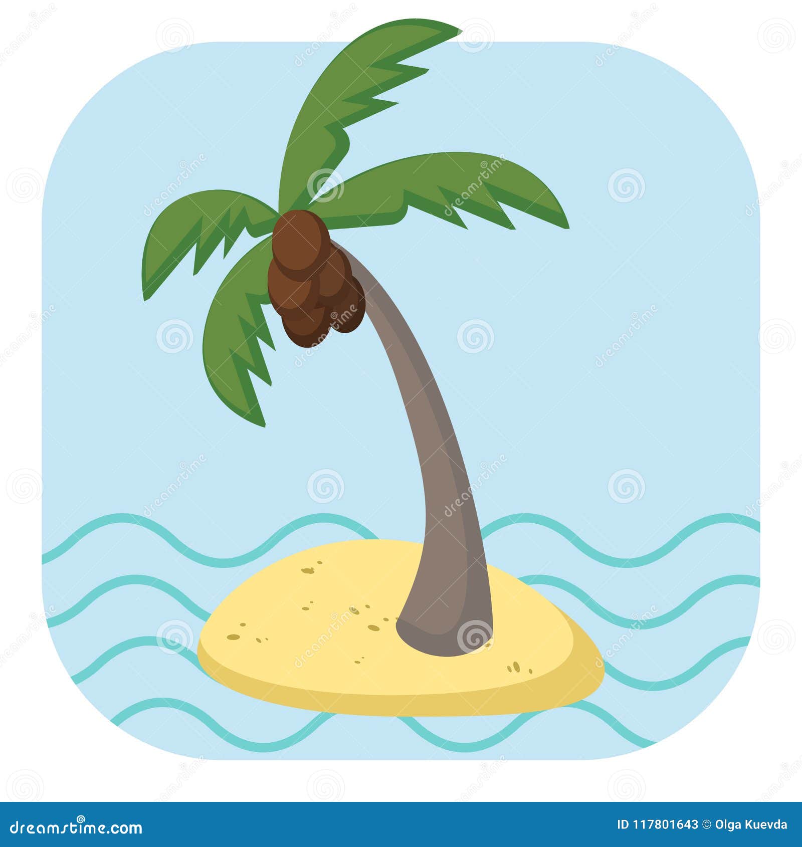 Small Empty Island with Palm Tree Stock Vector - Illustration of vector ...