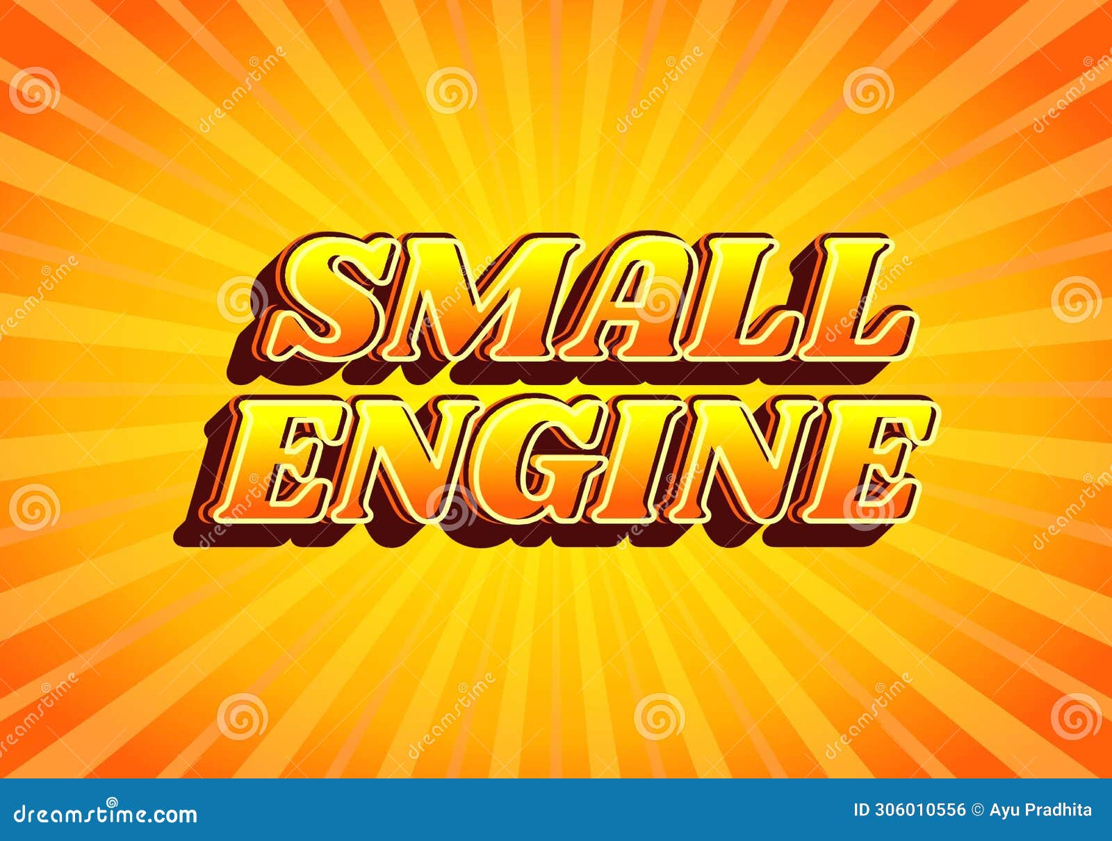 Small Engine. Text Effect in Gradient Yellow Orange Color, 3D Look ...