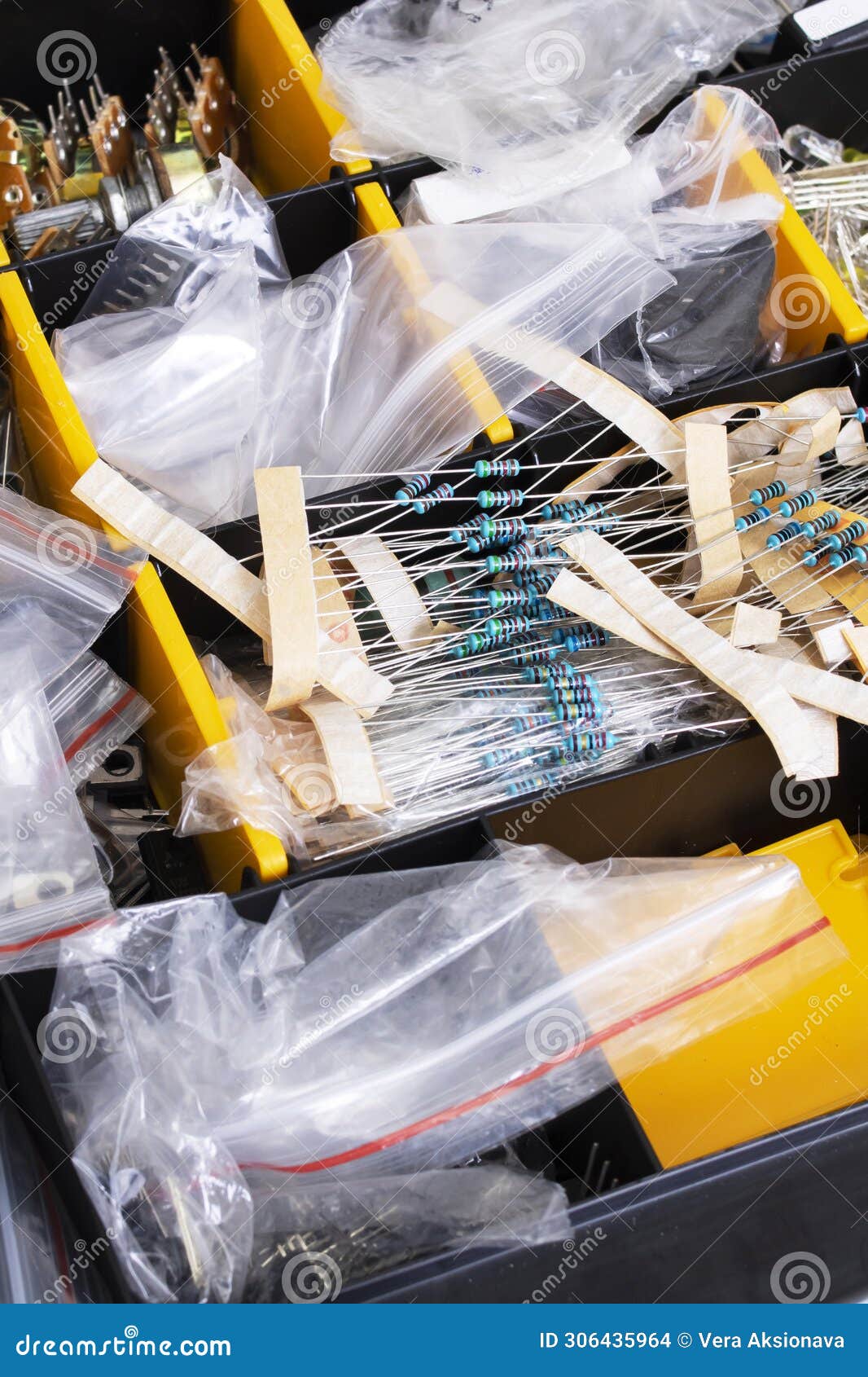 Small Engineering Elements in Box Cells Closeup Stock Photo - Image of ...