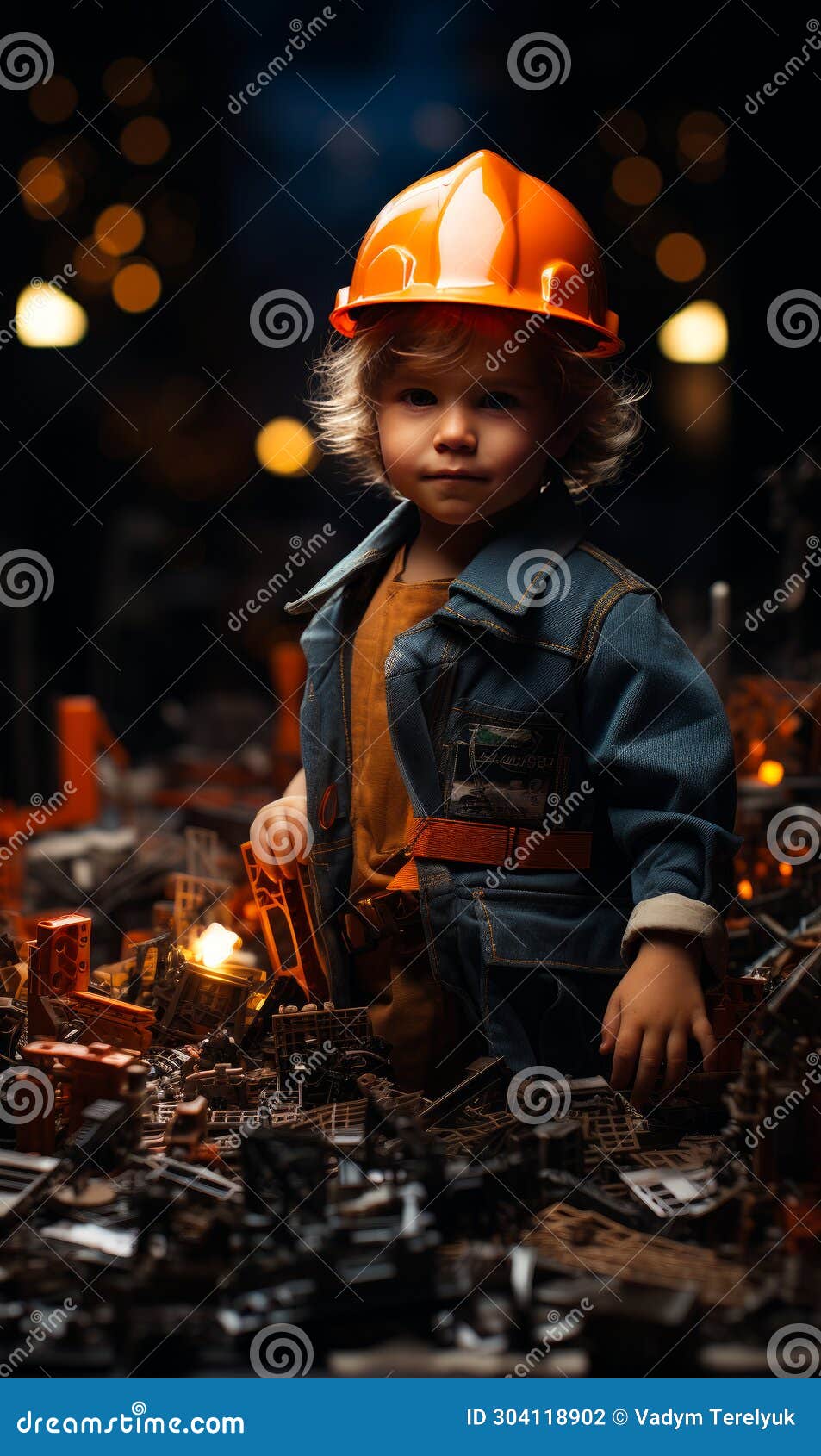 Small Engineering Worker in Uniform and Helmet. Little Boy in Builder ...