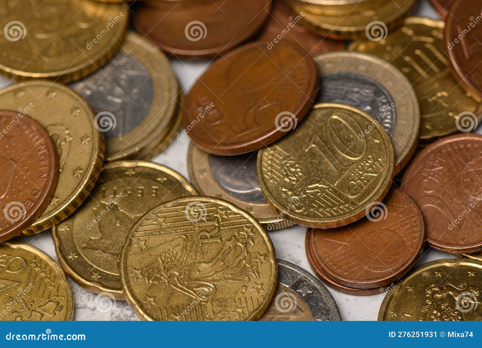 Small Euro Cents and Euro Coins Top View 1 Stock Image - Image of ...