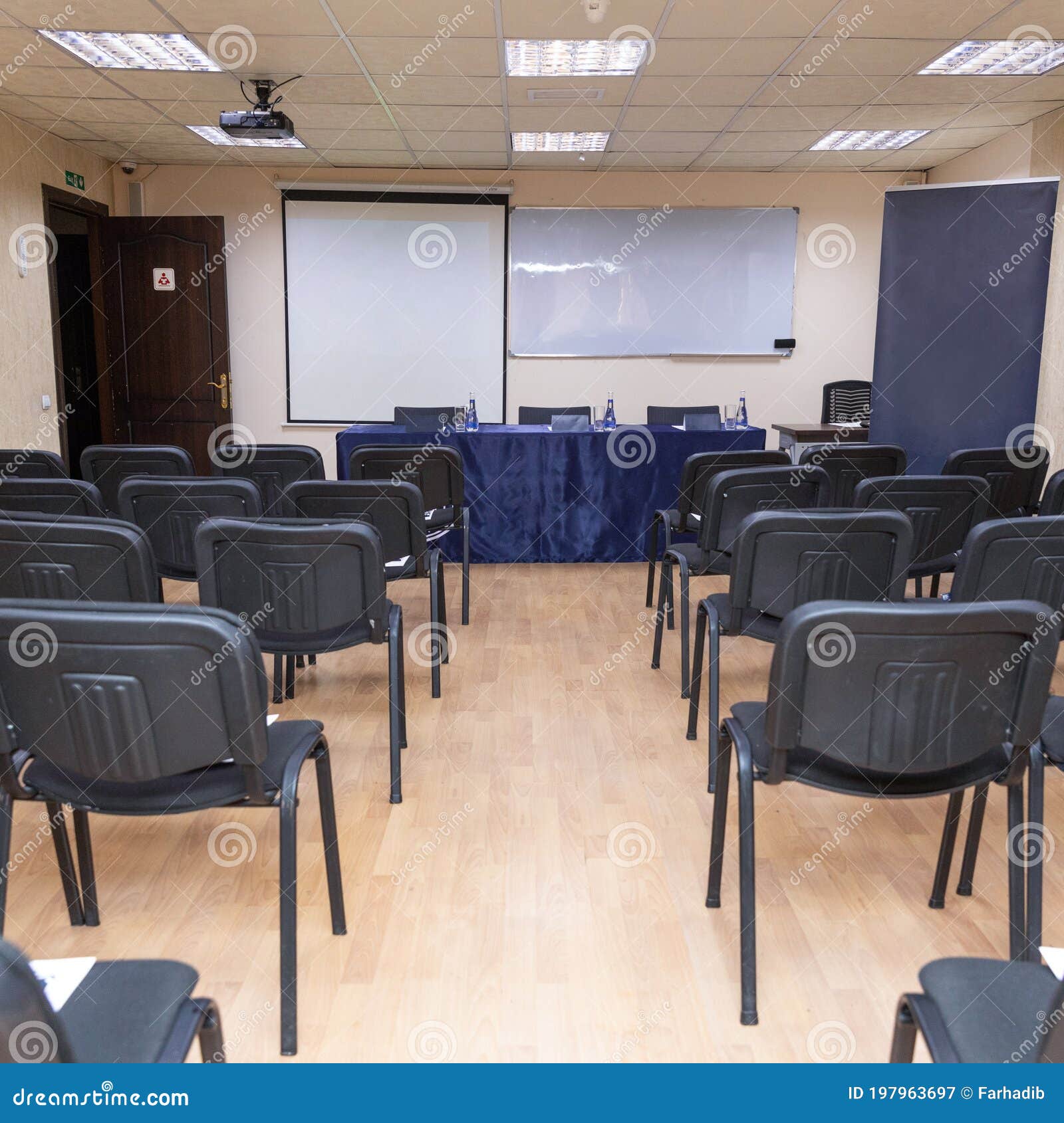 Small Event Hall with Chairs Stock Image - Image of light, wood: 197963697