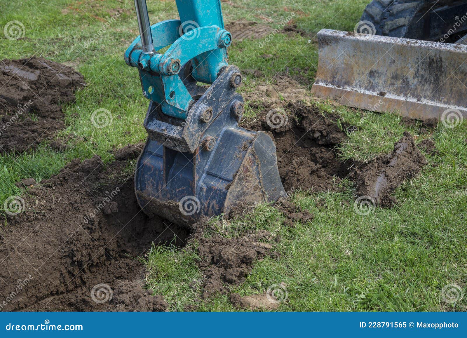 Small Excavator is Digging a Foundation for a House Stock Image - Image ...