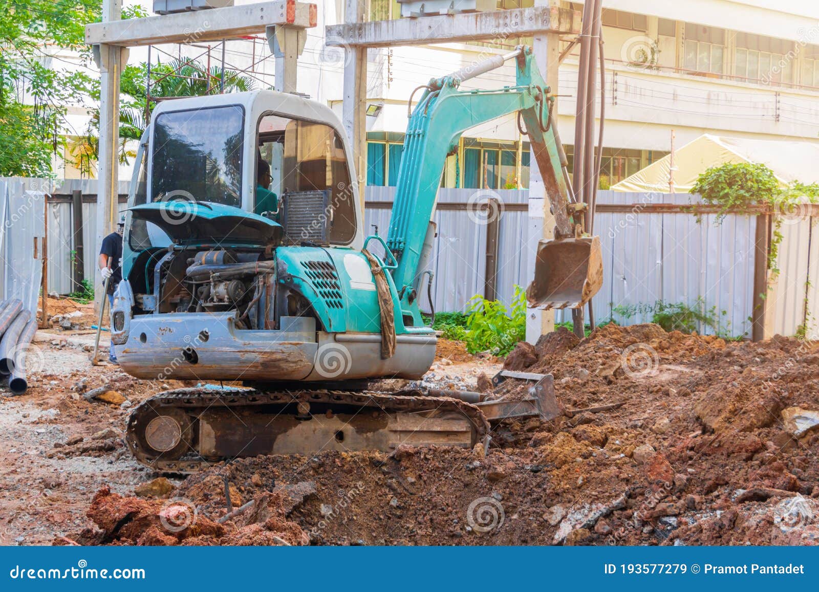 Small Excavator Working Excavation Site Construction Stock Image ...