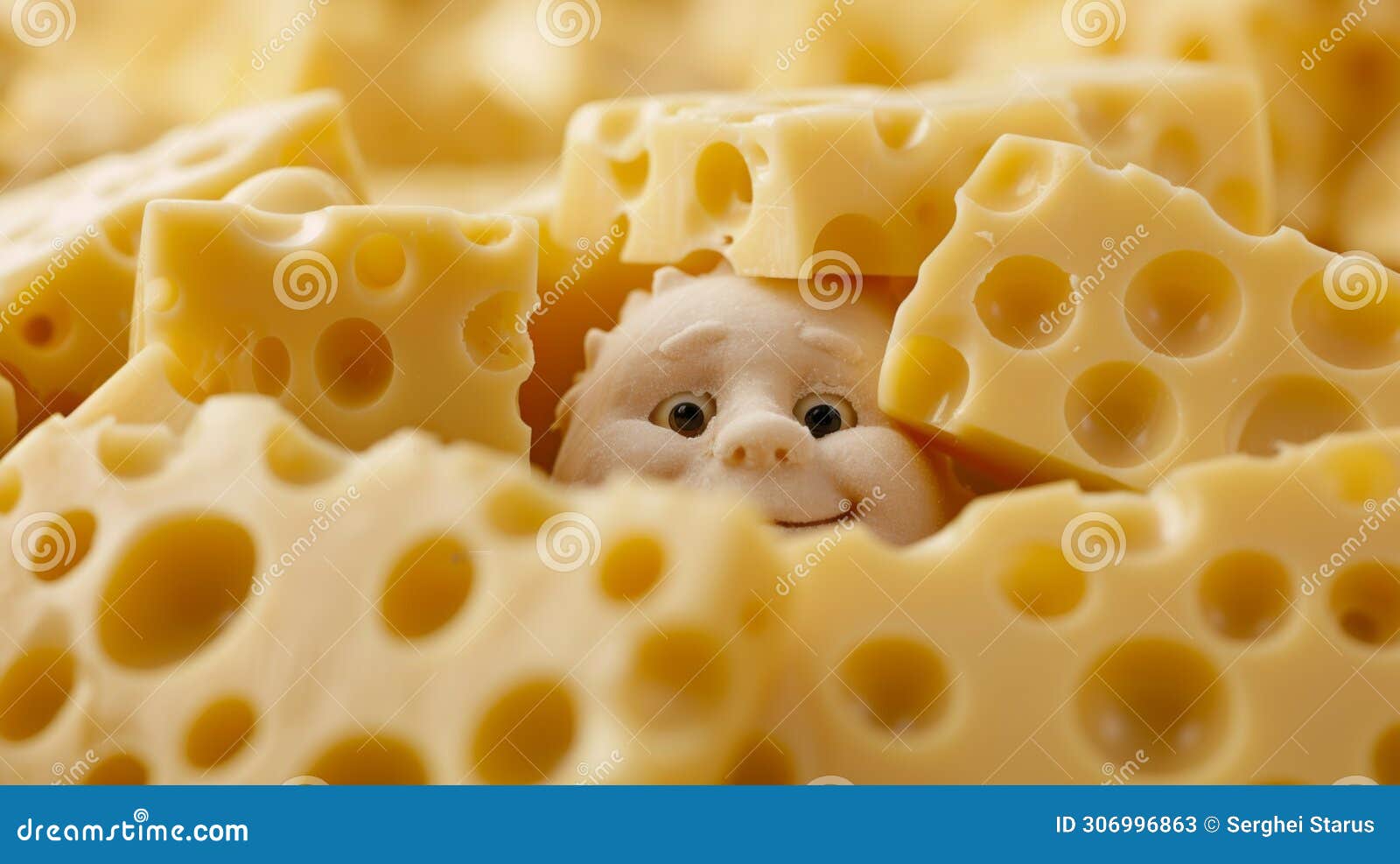 A Small Face is Hidden in a Pile of Cheese, AI Stock Image - Image of ...
