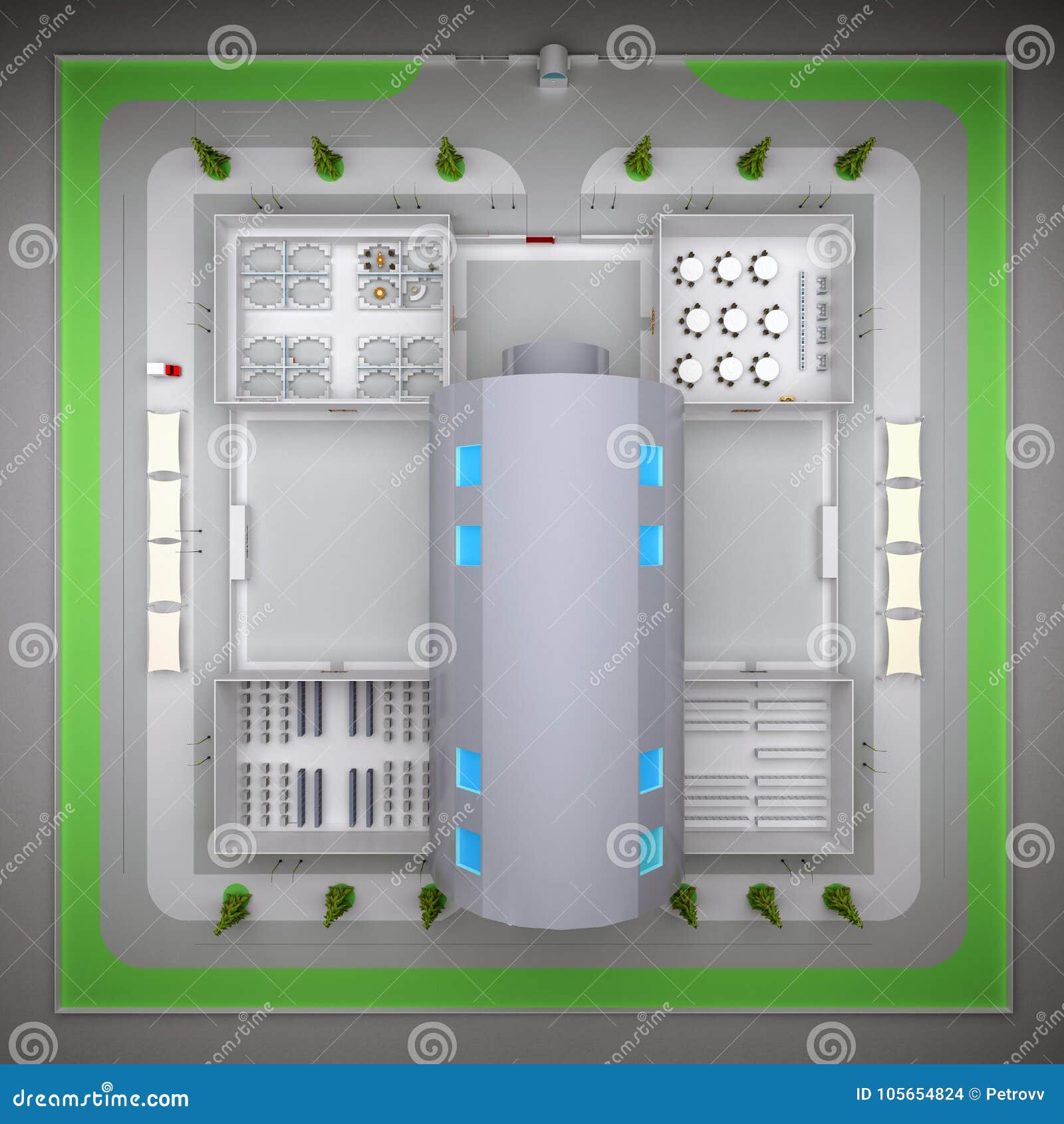 Small Factory from Above View Stock Illustration - Illustration of town ...