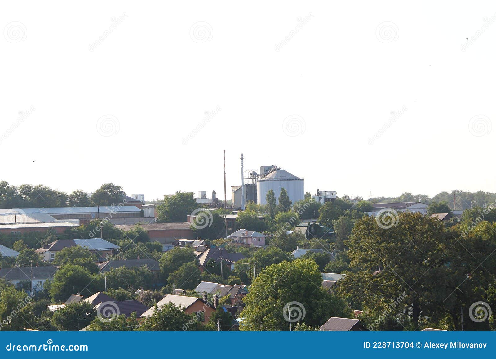 Small Factory on the Background of Cityscape Stock Photo - Image of ...