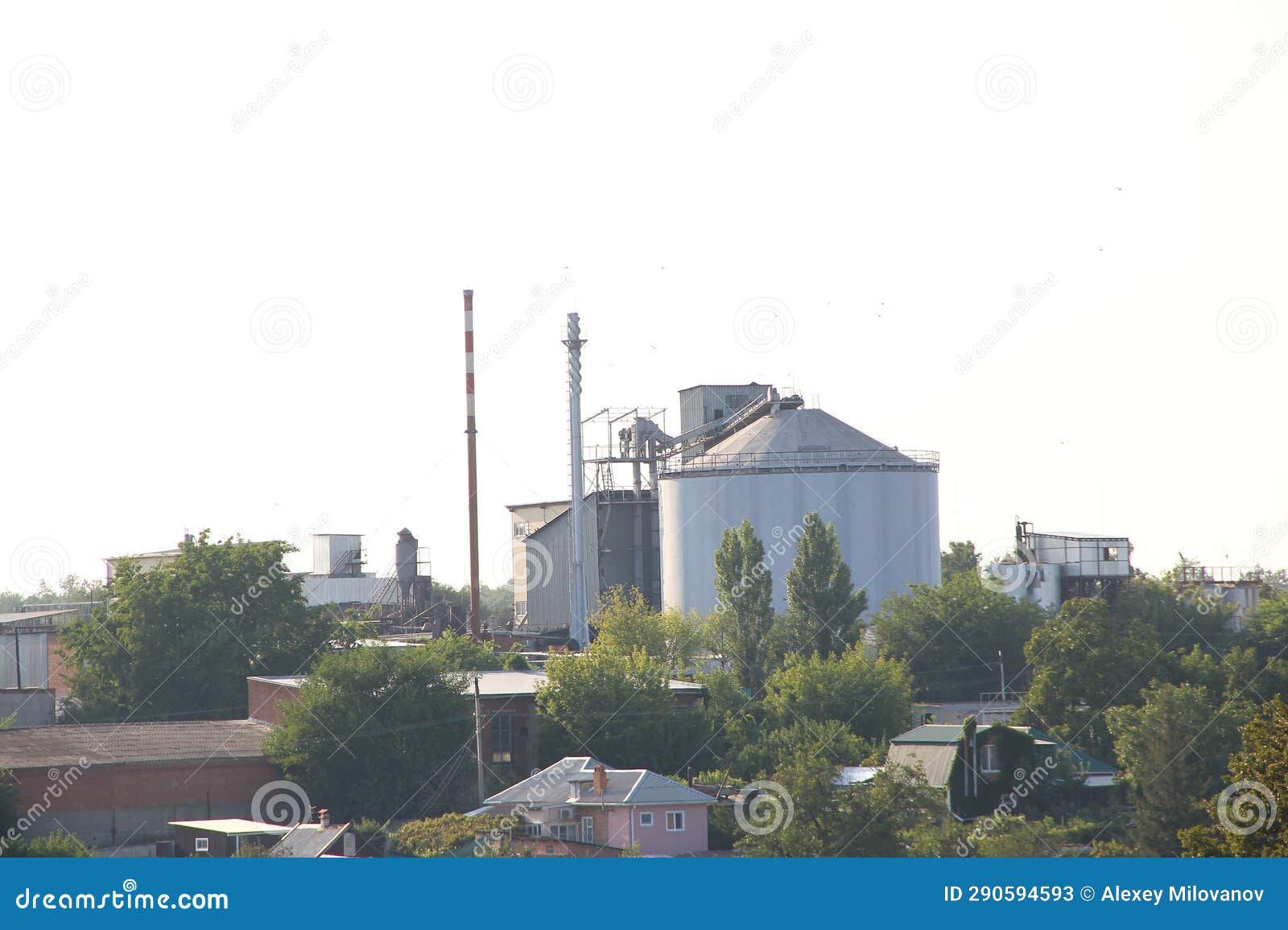 Small Factory on the Background of Cityscape Stock Image - Image of ...
