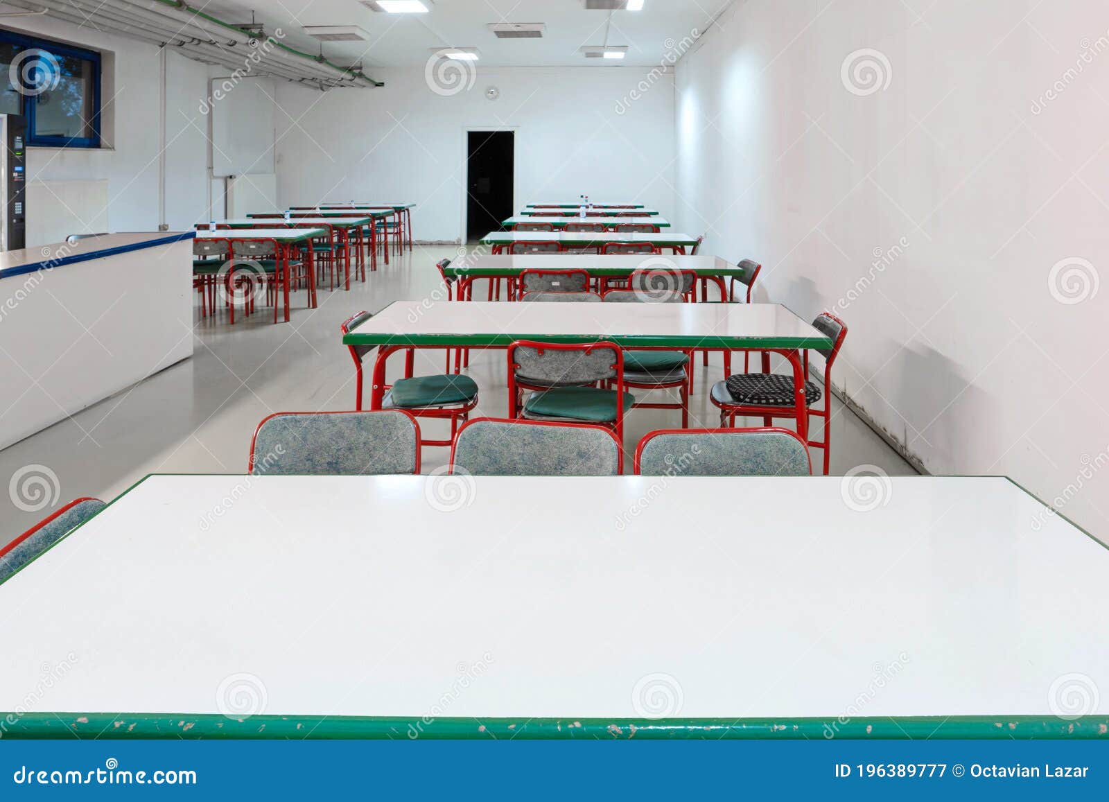 Small Factory Cafeteria Room with Empty Seats and Table Stock Image ...