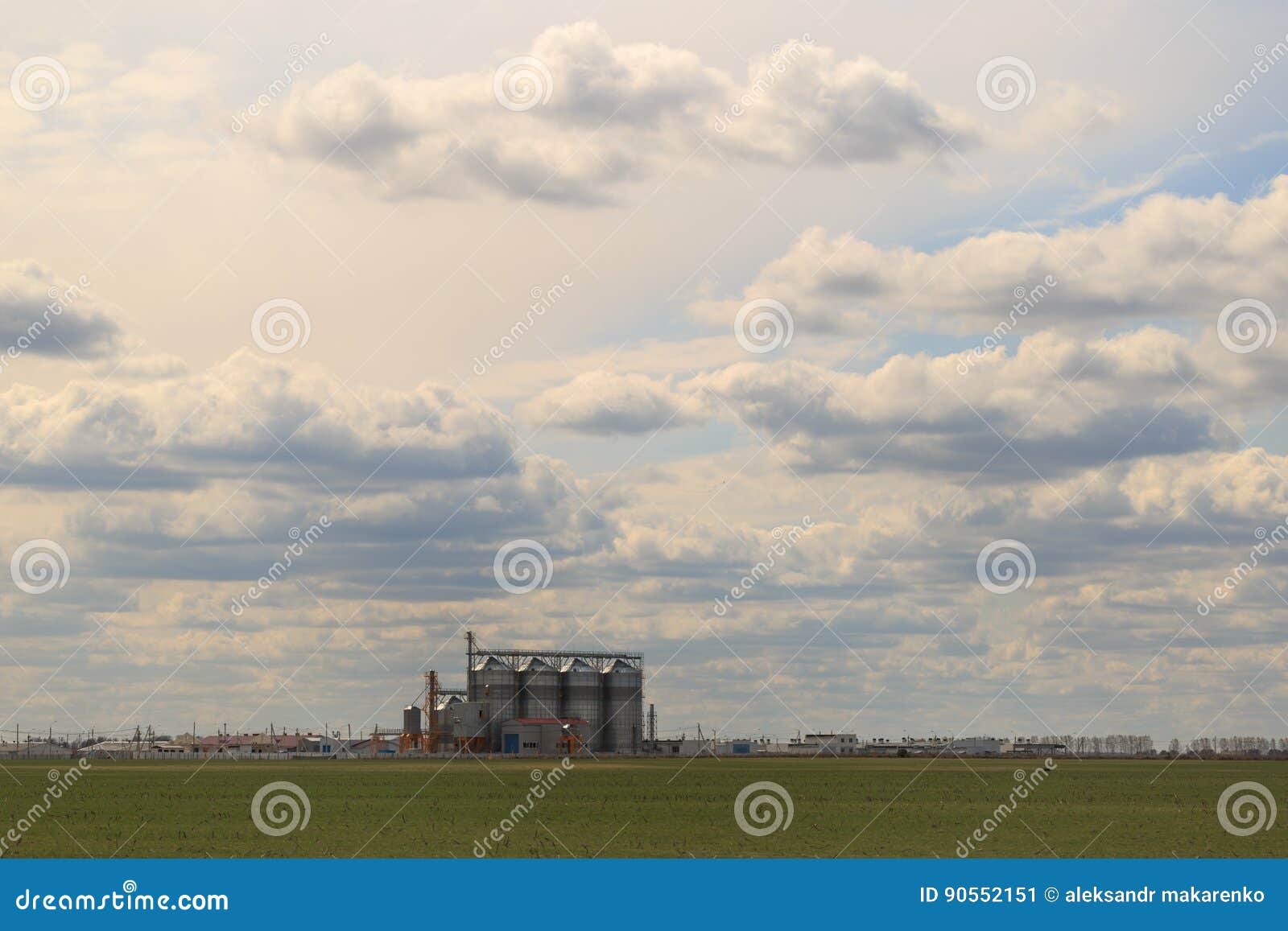 Small Factory in the Field on the Sky Background Stock Image - Image of ...