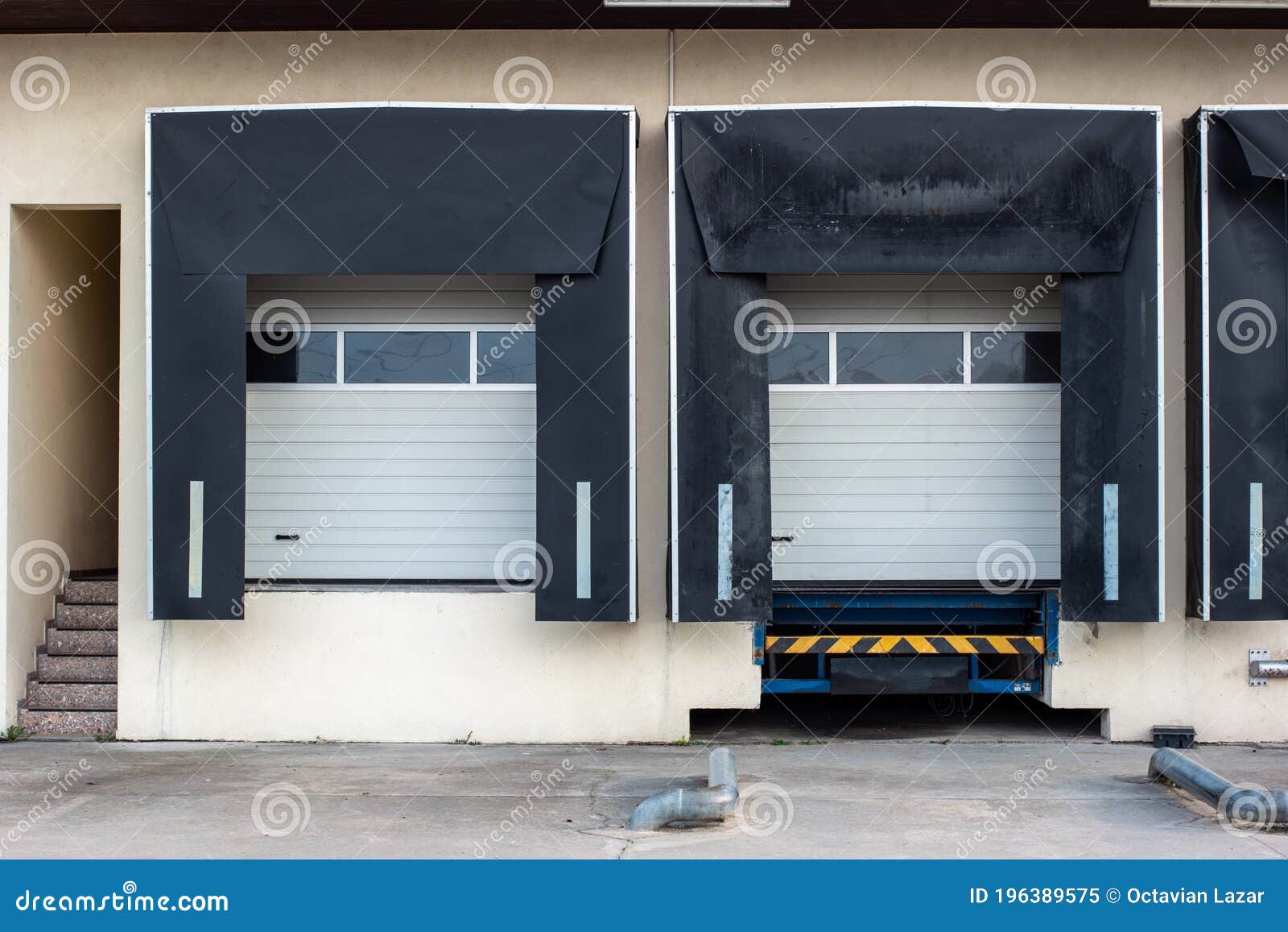 Small Factory Truck Loading Bay Terminals Front View Daytime Stock ...