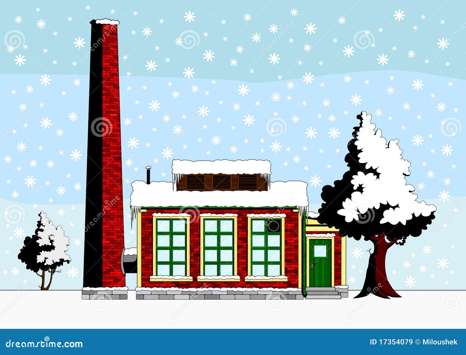 Small Factory in Winter Landscape Stock Vector - Illustration of colors ...