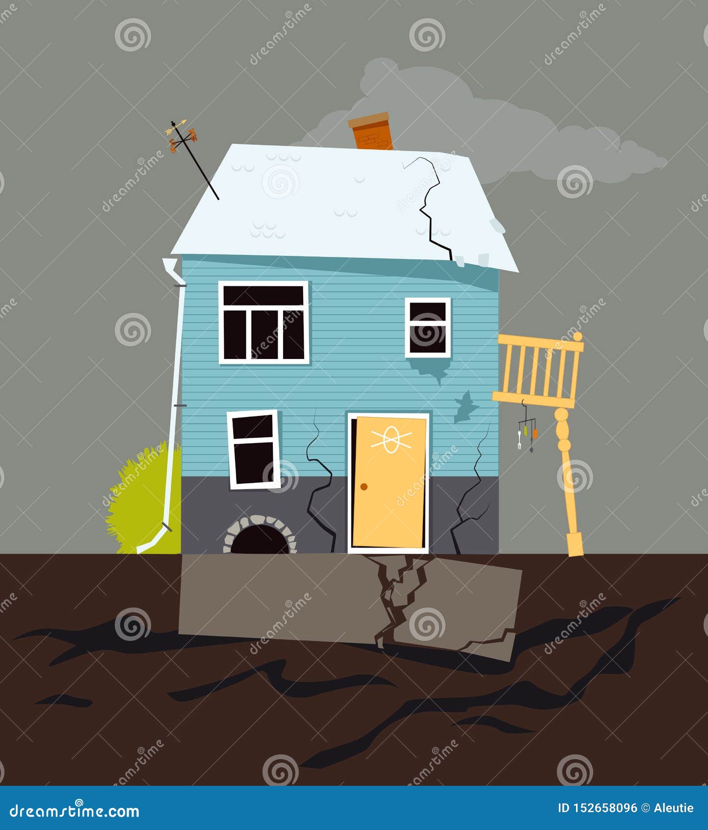 House with Foundation Issues Stock Vector - Illustration of ...