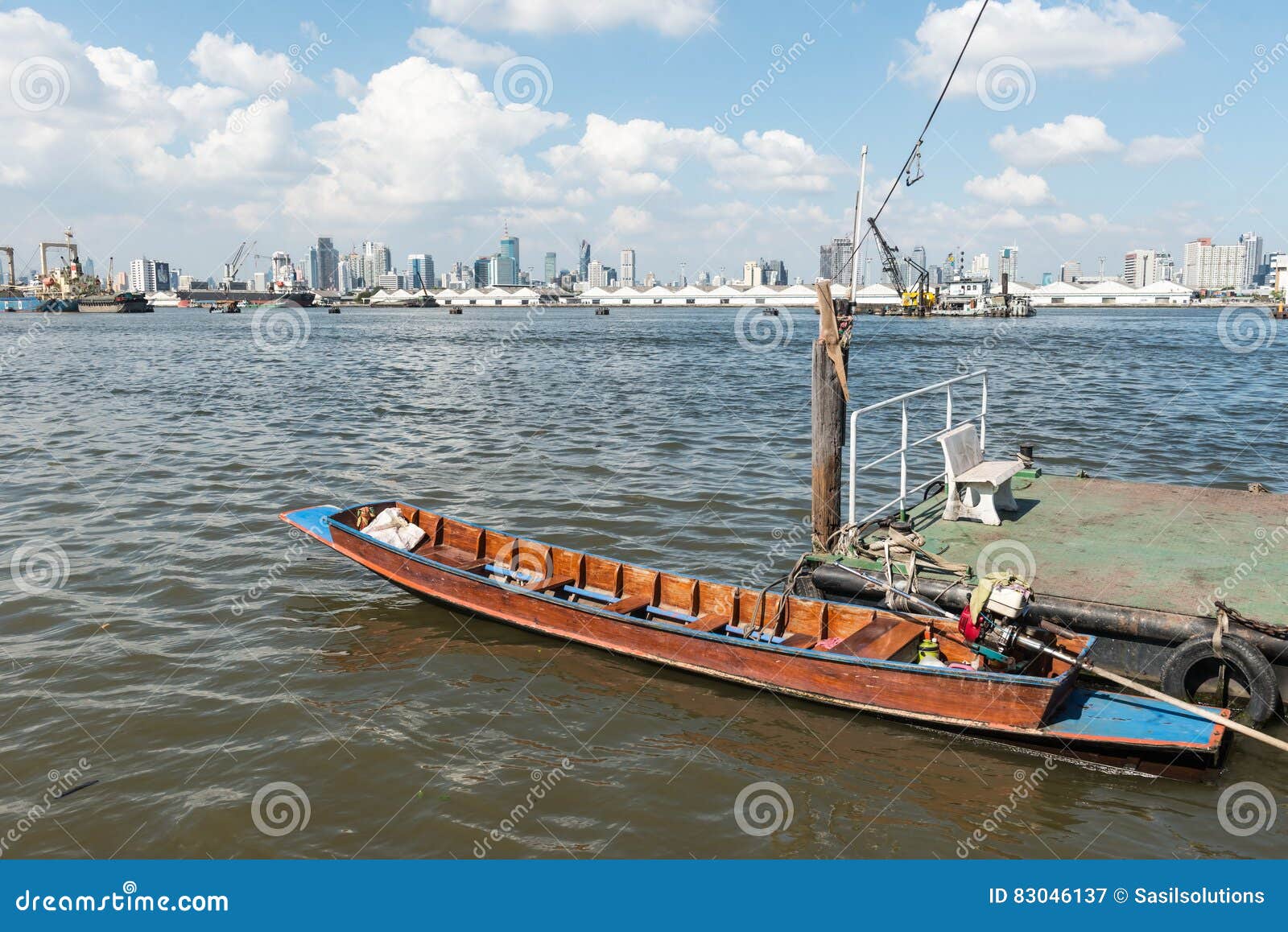 Small Fast Wooden Boat on a River Stock Image - Image of boat, harbor ...