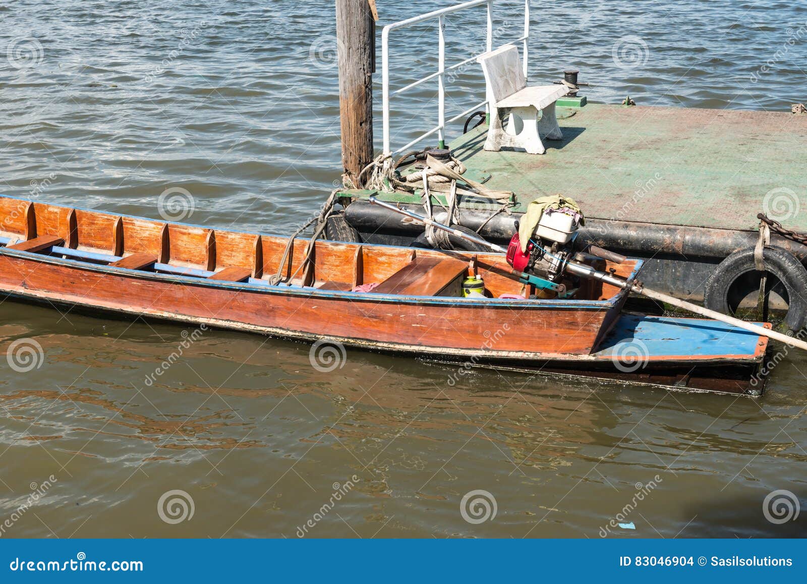 Small Fast Wooden Boat on a River Stock Photo - Image of green, color ...