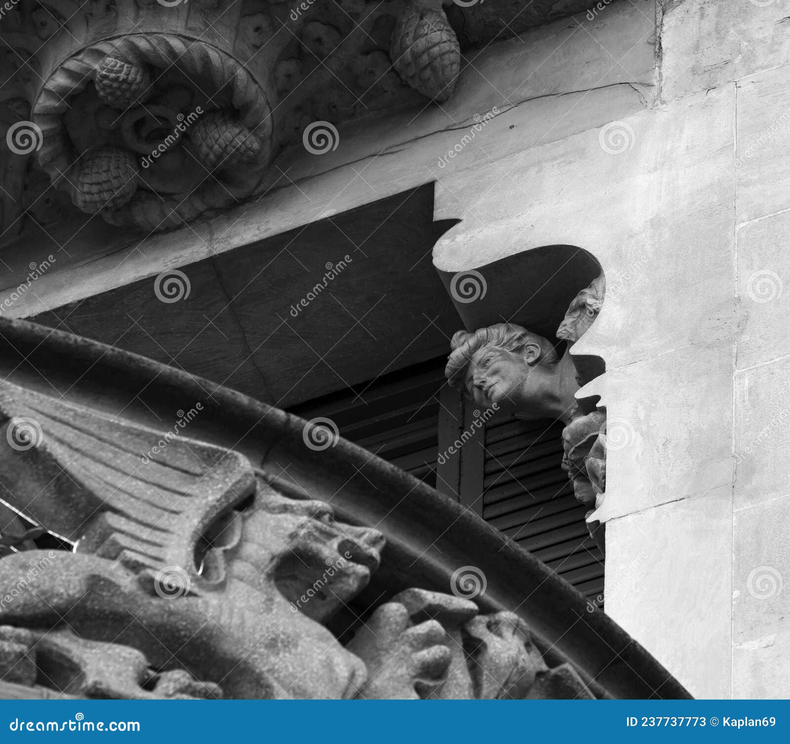 Small Female Bust in the Corner of the Window Stock Image - Image of ...