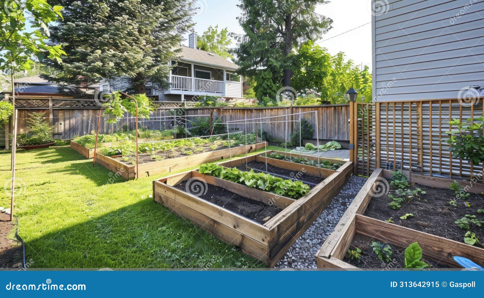 A Small, Fenced Backyard Transforms with Raised Vegetable Beds Adjacent ...